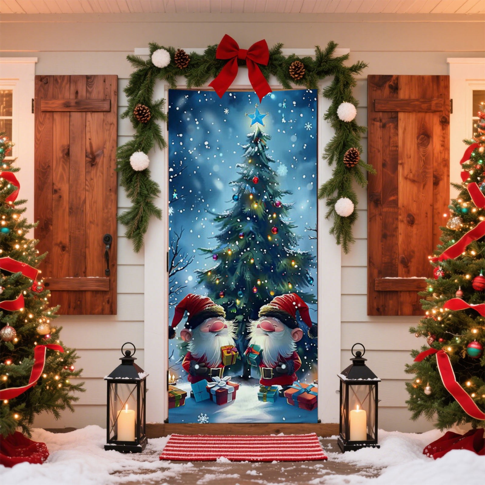 Super Cute Christmas Door Cover 6.7x3 Ft Decorative Door Curtain Flag ...