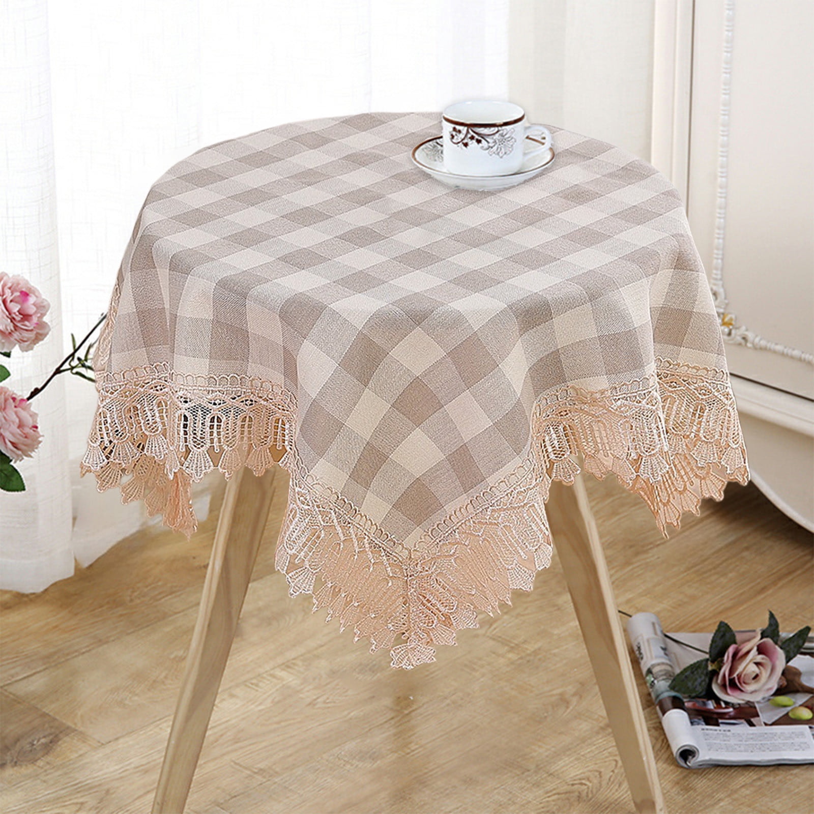 kladzum Table Cloth Round Polyester Woven Tablecloth Spill-Proof ...