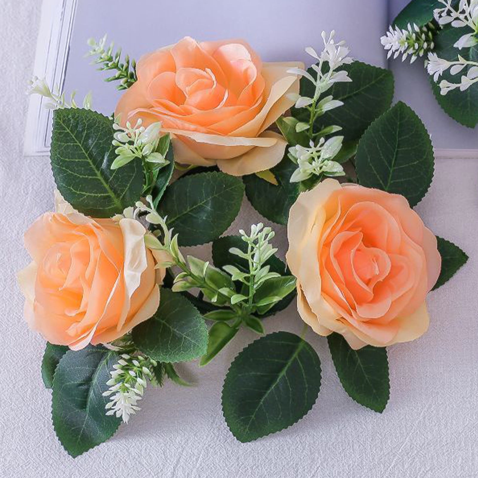kladzum Valentine's Day Rose Candle Rings Wreaths Artificial Flowers ...