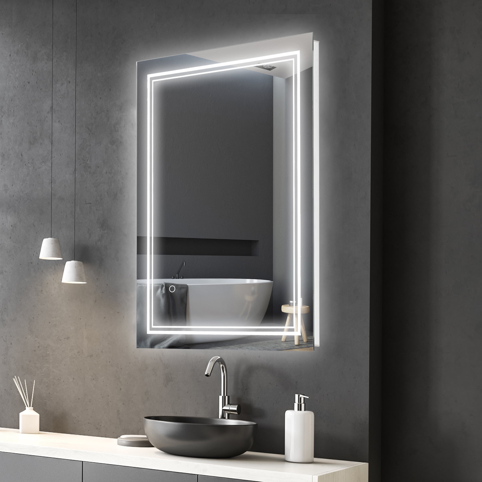 "kleankin LED Bathroom Mirror 32"" x 24"", Wall Mounted Vanity Mirror ...