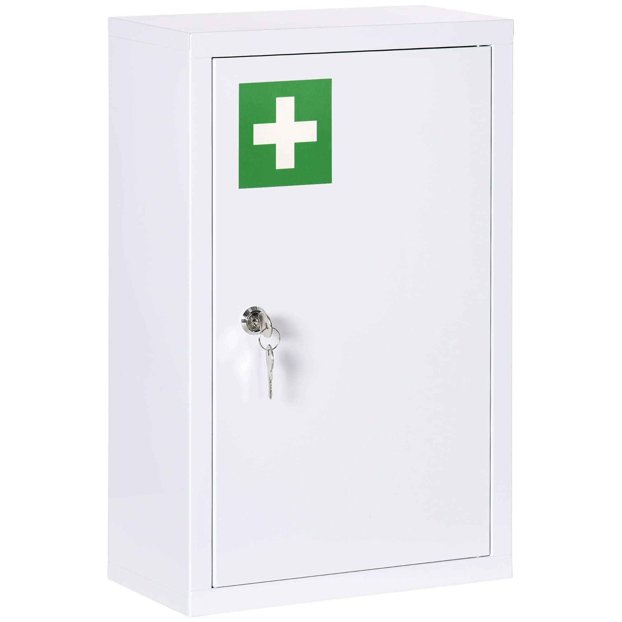 kleankin Wall Medicine Cabinet with Lock, Lockable Wall Cabinet, White ...