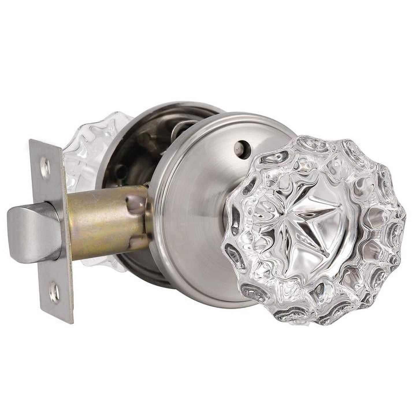 knobelite (1 Pack Diamond Crystal Glass Interior Door Knobs with Lock,Privacy Door Knobs for Bed ...