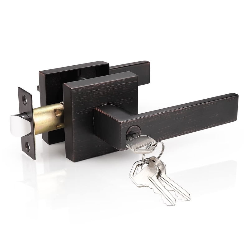 knobelite(1 Pack Door Handle Lock with Key Locking Lever Set[for Front ...