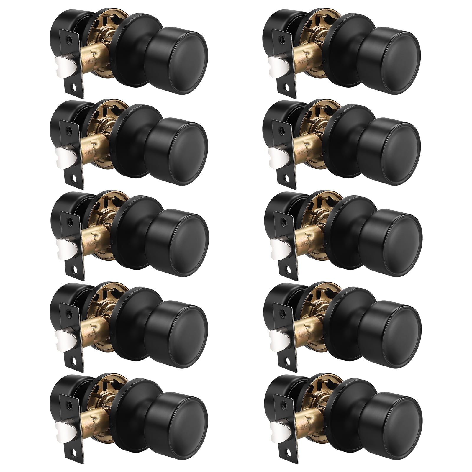 knobelite (10 Pack) Black Passage Door Knobs, Interior Keyless Knob for Closet/Hall Non-Locking ...