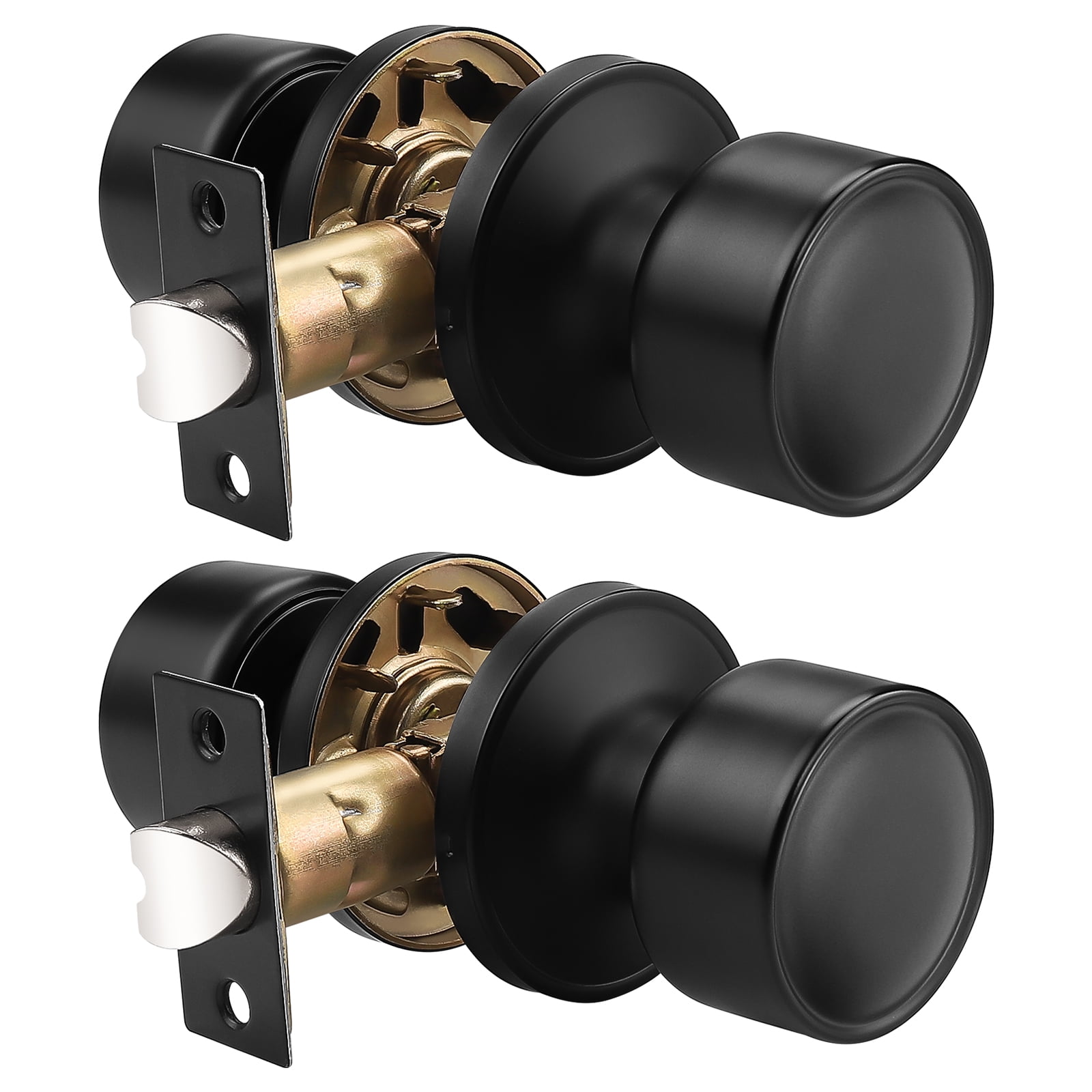 knobelite (2 Pack) Black Passage Door Knobs, Interior Keyless Knob for ...