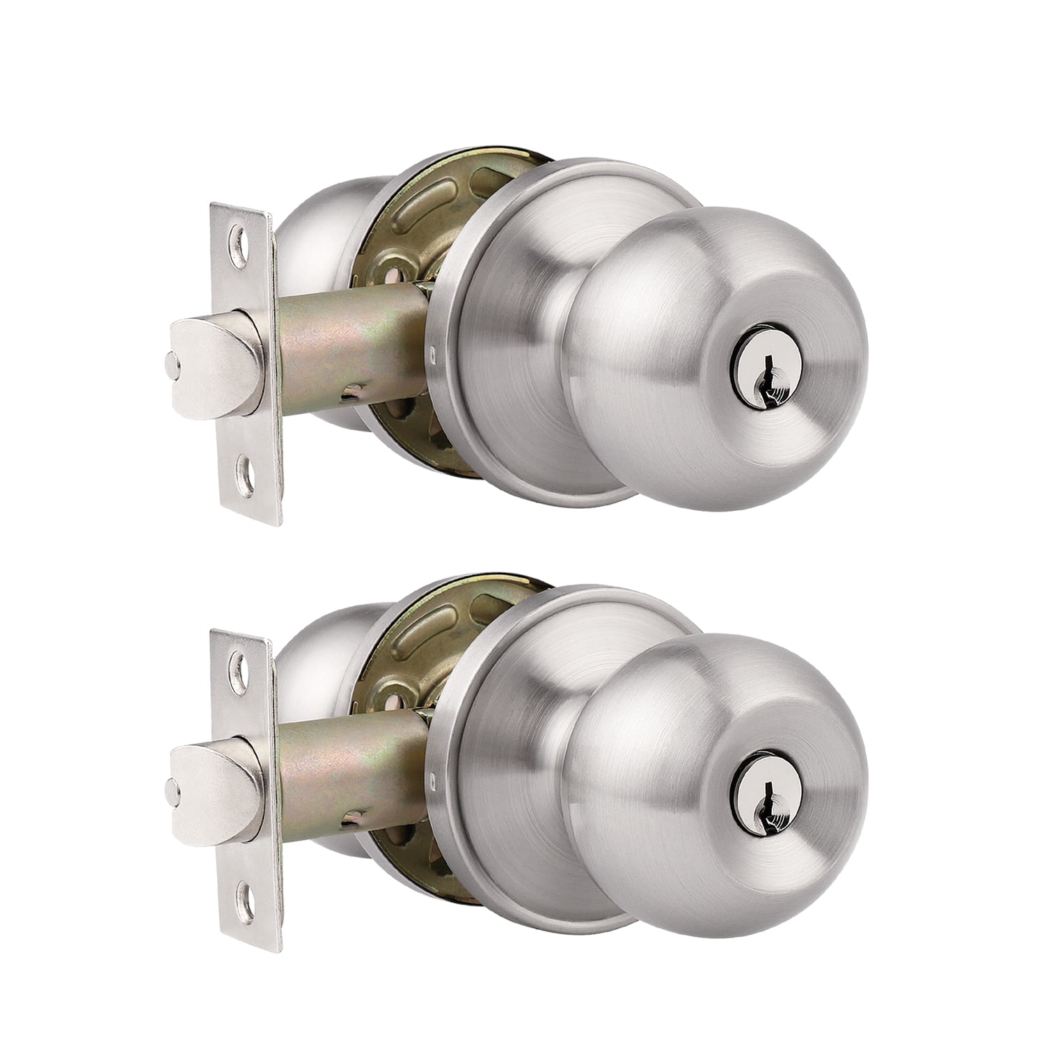 knobelite (2 Pack) Entry Door Knob Keyed Alike,Satin Nickel Door Lock ...