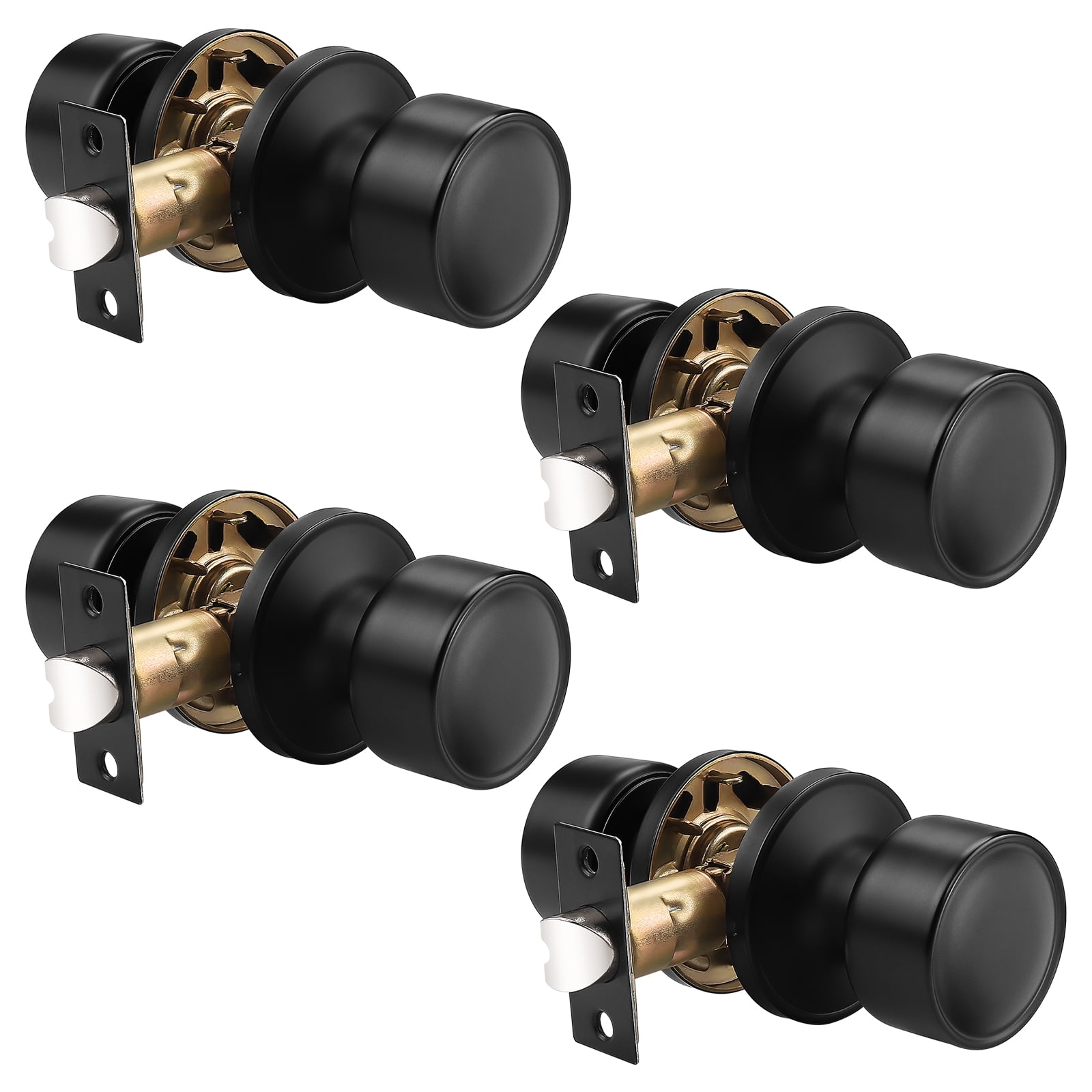 knobelite (4 Pack) Black Passage Door Knobs, Interior Keyless Knob for ...