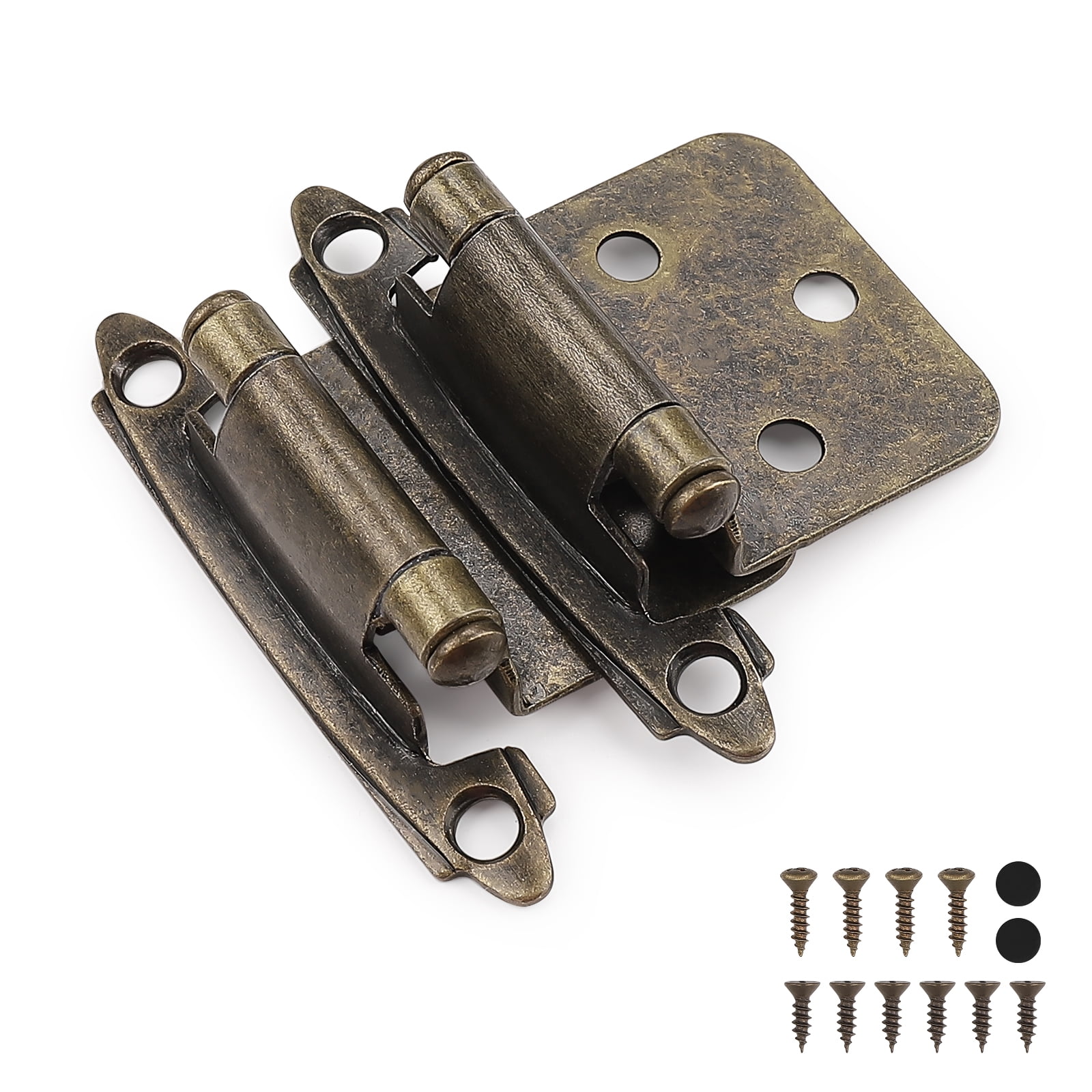knobelite 4 Units (2 Pairs) Antique Brass Self Closing Cabinet Hinges ...