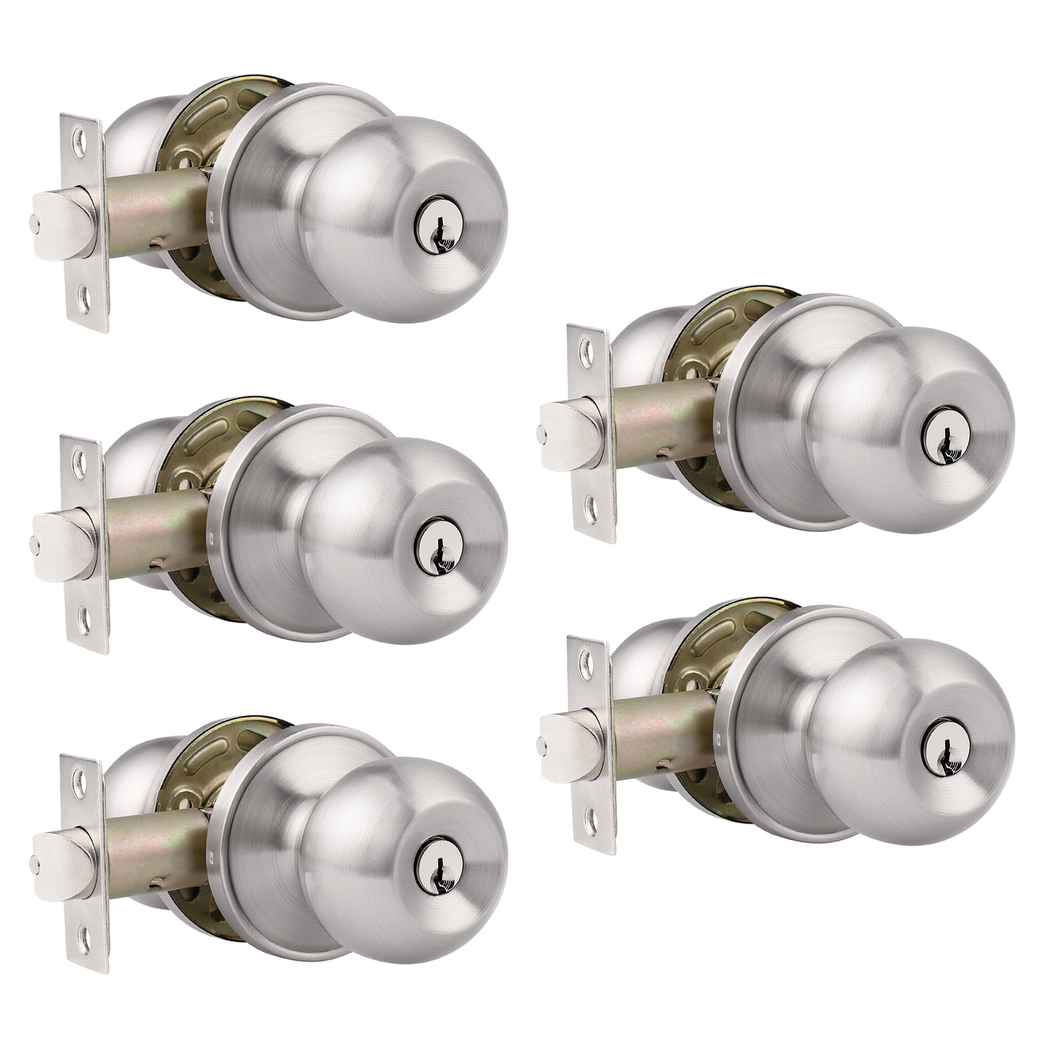 knobelite (5 Pack) Entry Door Knob Keyed Alike,Satin Nickel Door Lock ...