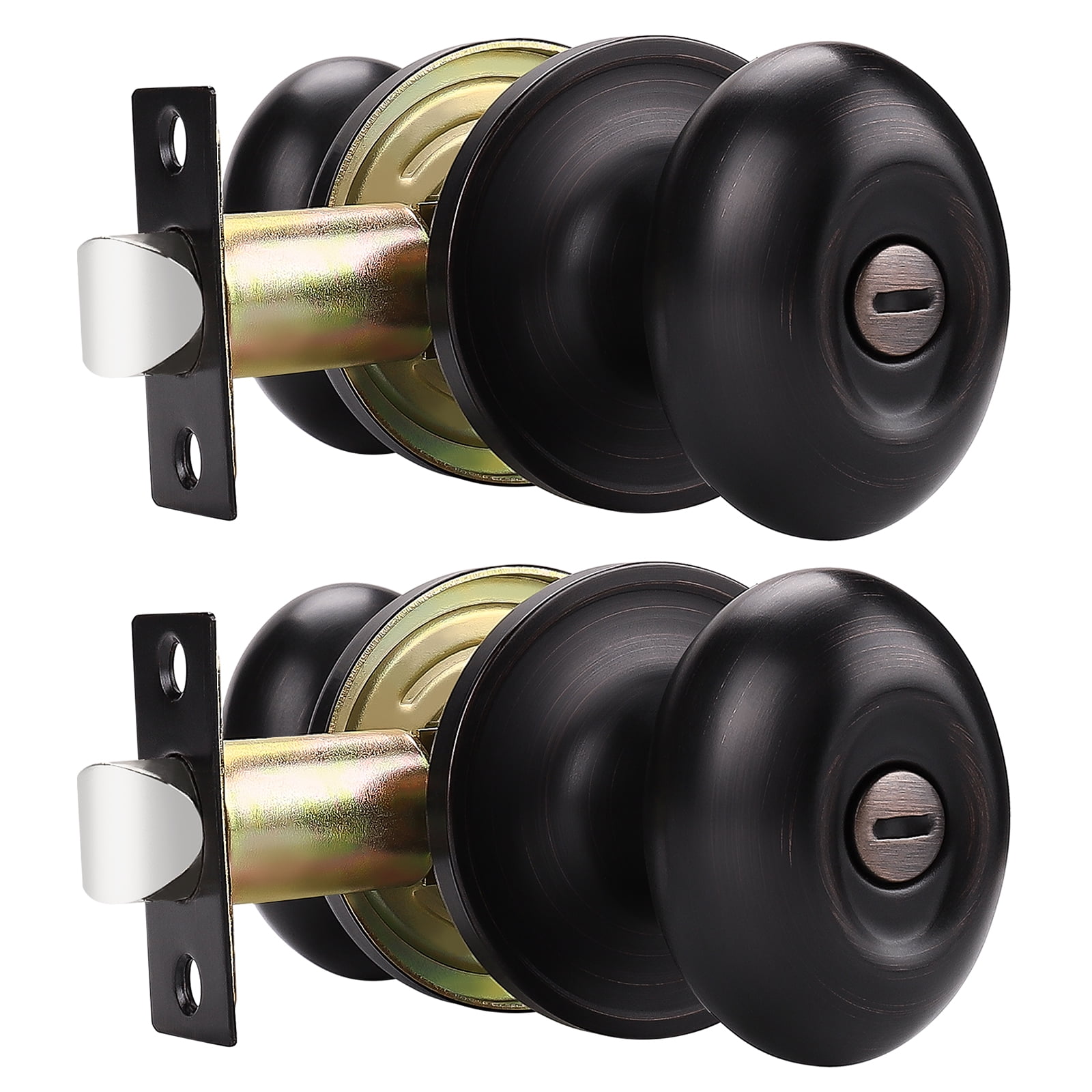 knobelite Oil Rubbed Bronze Door Knobs Egg Style, (2 Pack) Oval Shaped Keyless Door Handle,for ...