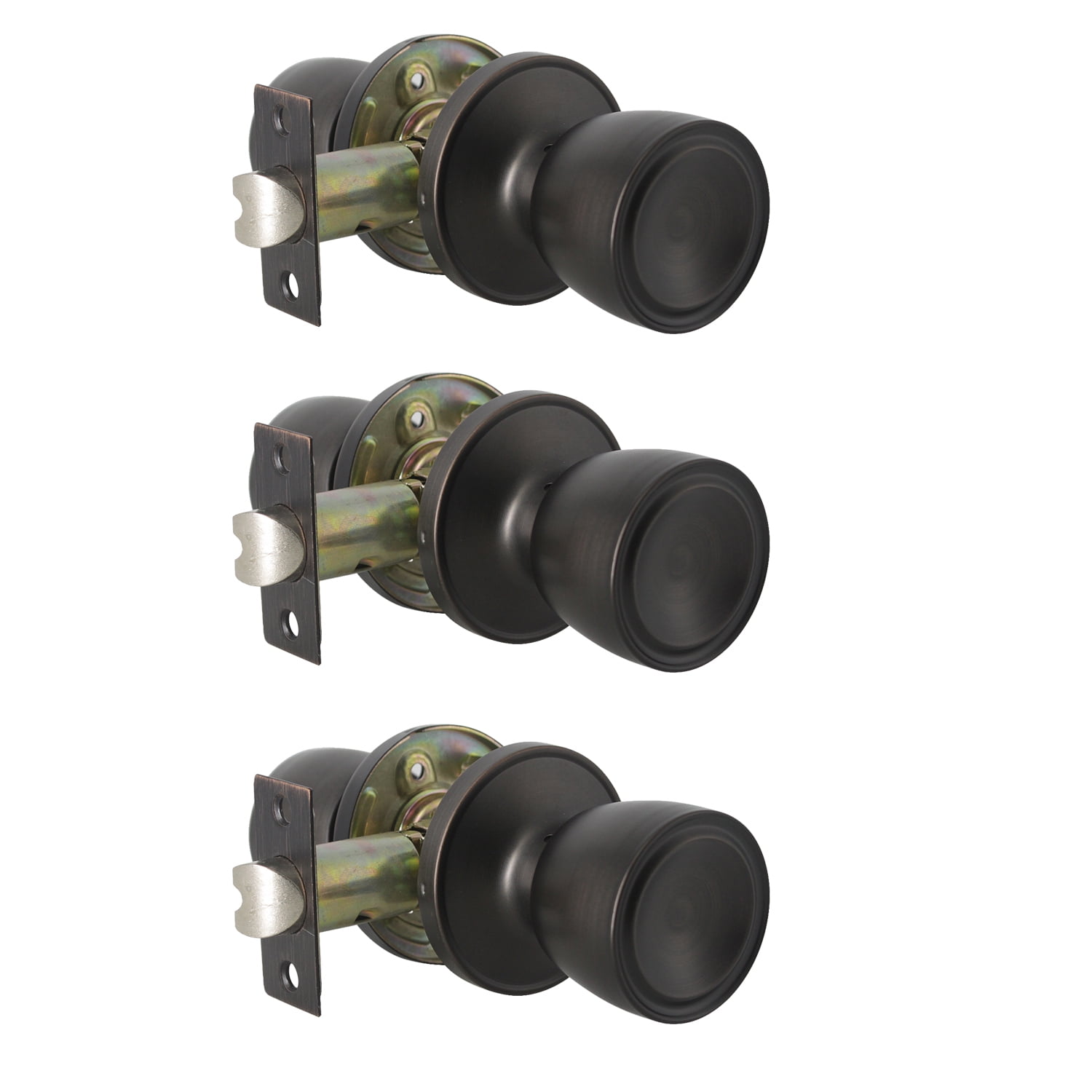 knobelite Oil Rubbed Bronze Door Knobs Tulip Style (3 Pack) Passage ...
