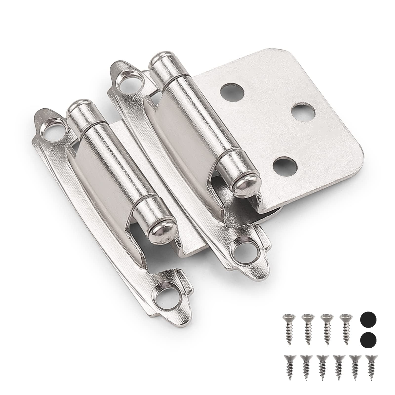 knobelite Variable Overlay Cabinet Hinge, 25 Pair (50 Units) Satin Nickel Finish Self-Closing ...