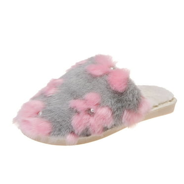 LORDFON Women's Fluffy Open Toe Slippers with Cross Band & Memory Foam, Non-Slip, Breathable ...