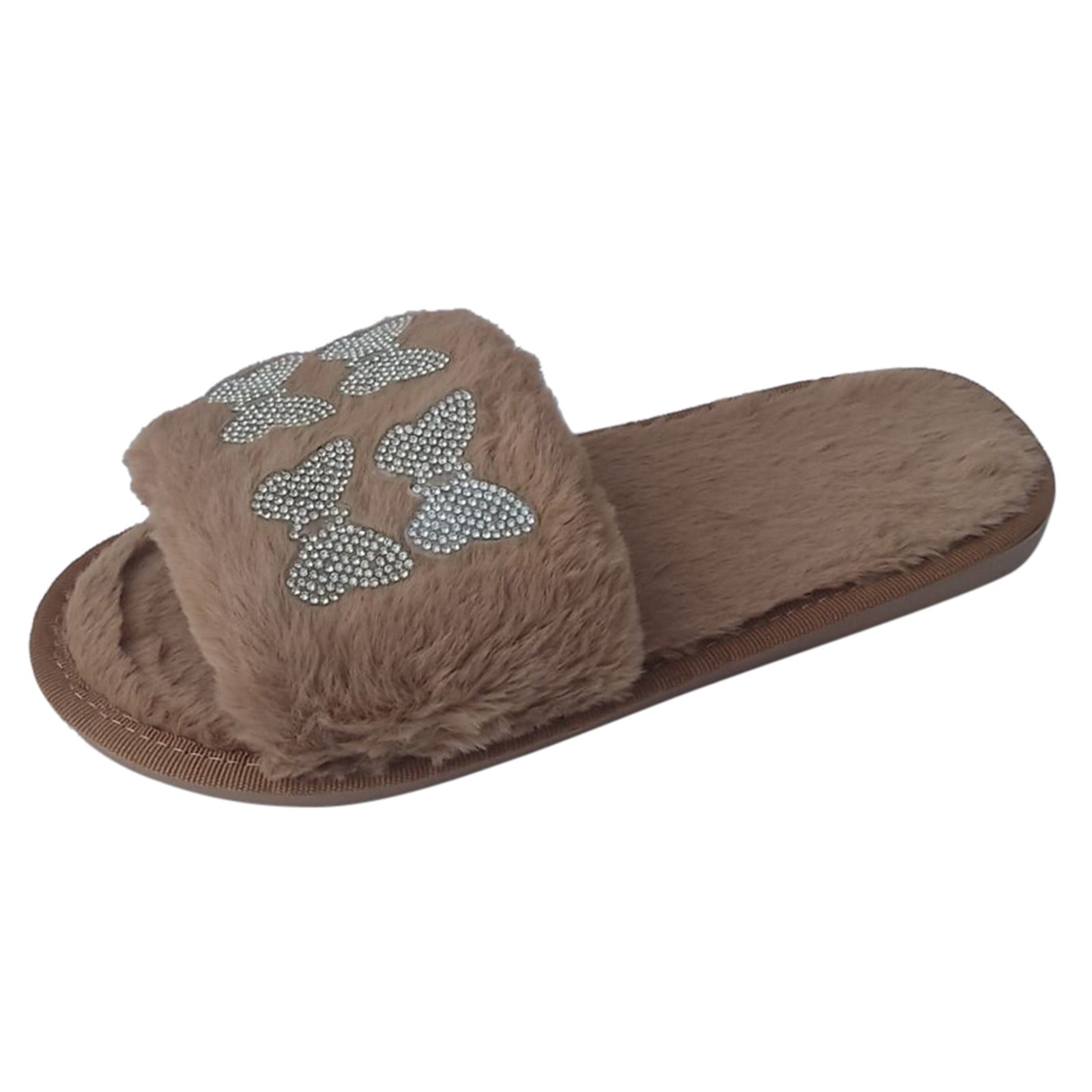 knqrhpse Women's Slippers,Open Bow Flat Slip On ry Shoes Keep Home ...