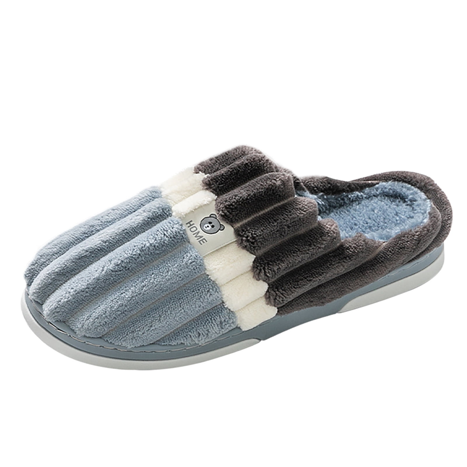 knqrhpse mens slippers couples men slip on ry plush flat home winter ...