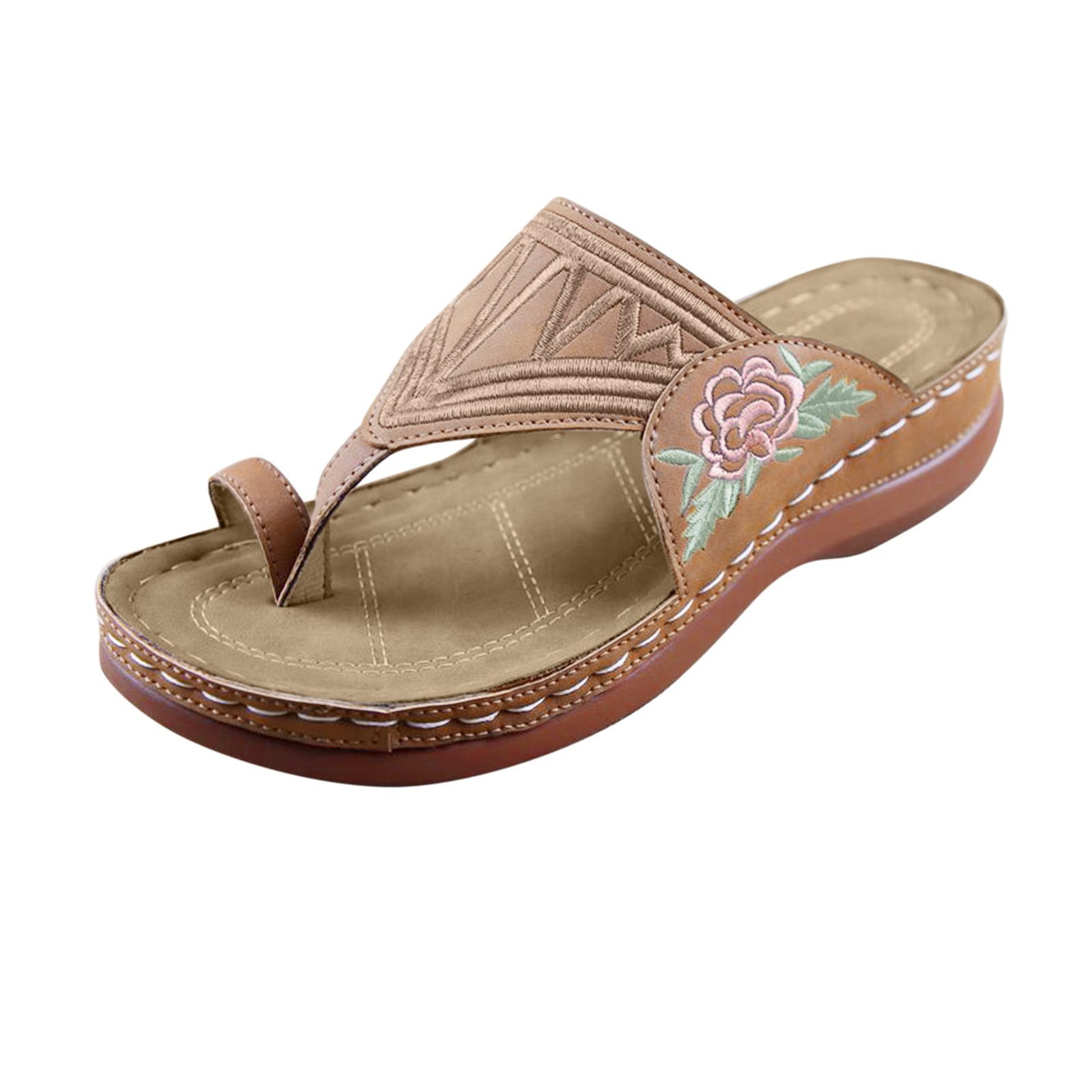 knqrhpse slippers for women Large Size Embroidered Buckle Clip Finger ...