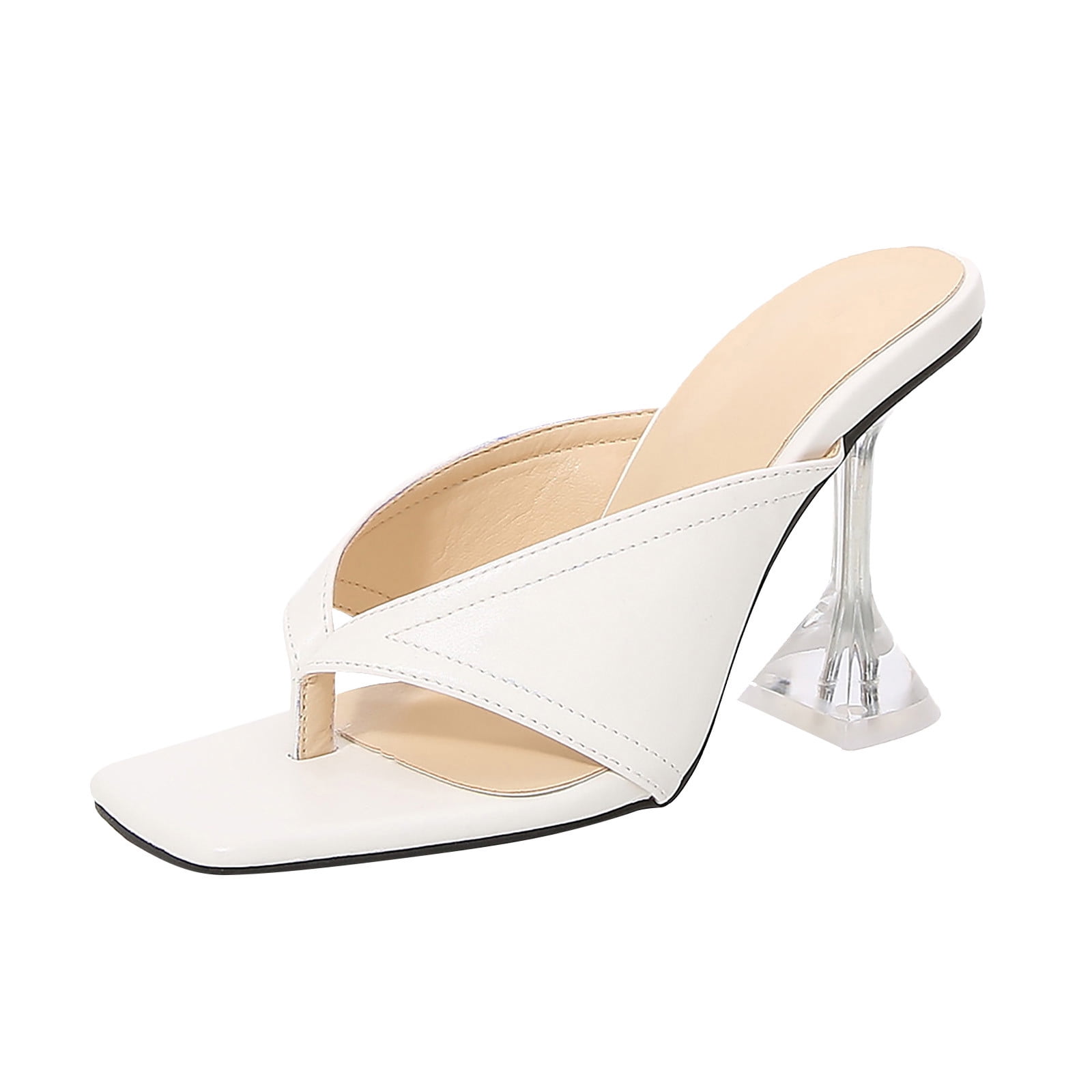 knqrhpse slippers for women Leather And Flip-Flops Fashion Large Heel ...