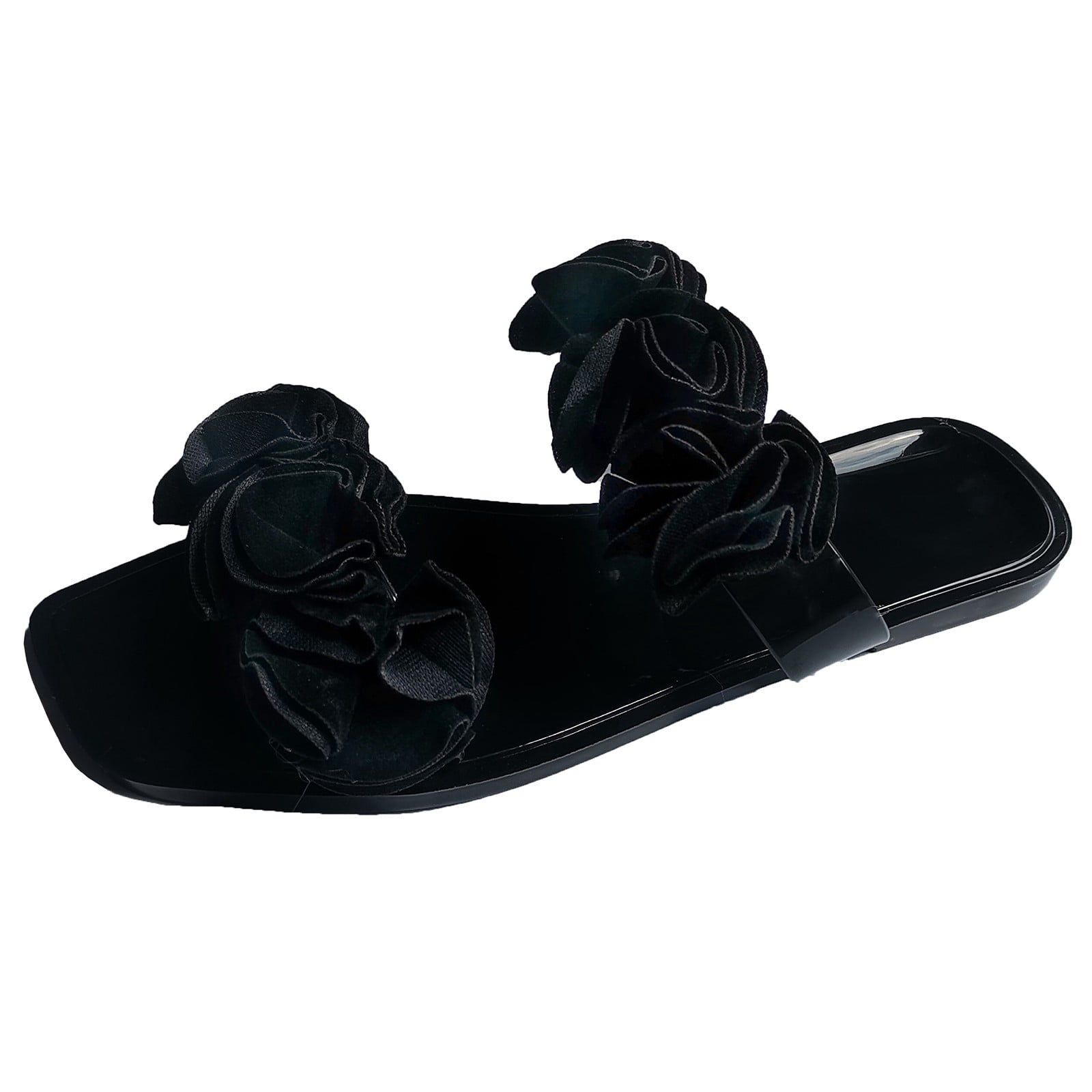 knqrhpse slippers for women shoes summer metal chain square toe fashion ...