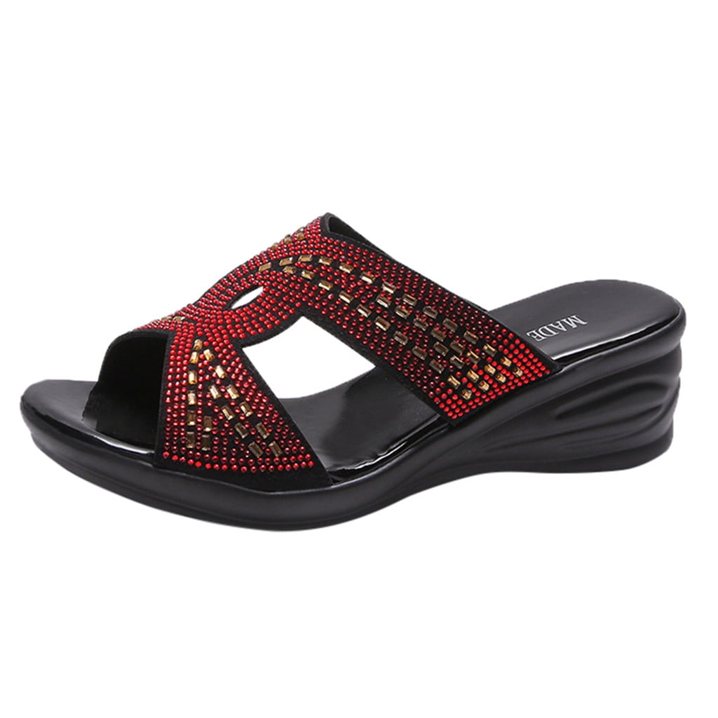 knqrhpse slippers for women Shoes Wedge Thick-Soled High Heels Fish ...