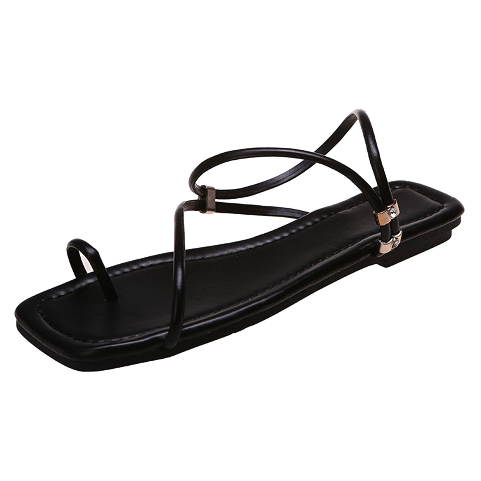 knqrhpse slippers for women Flip Flops Square Toe Strap Beach Sandals ...