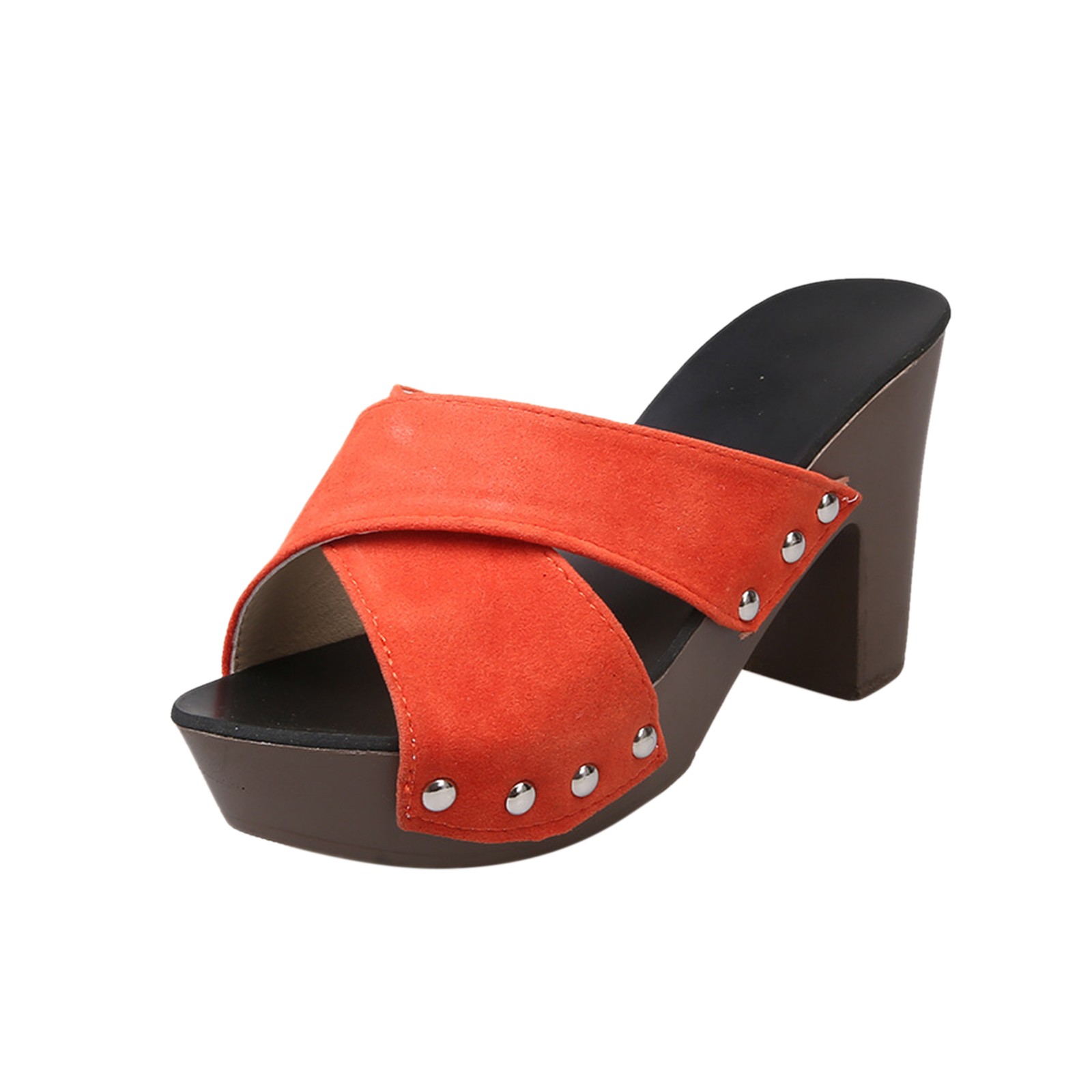 knqrhpse slippers for women cross color solid strap heel waterproof ...