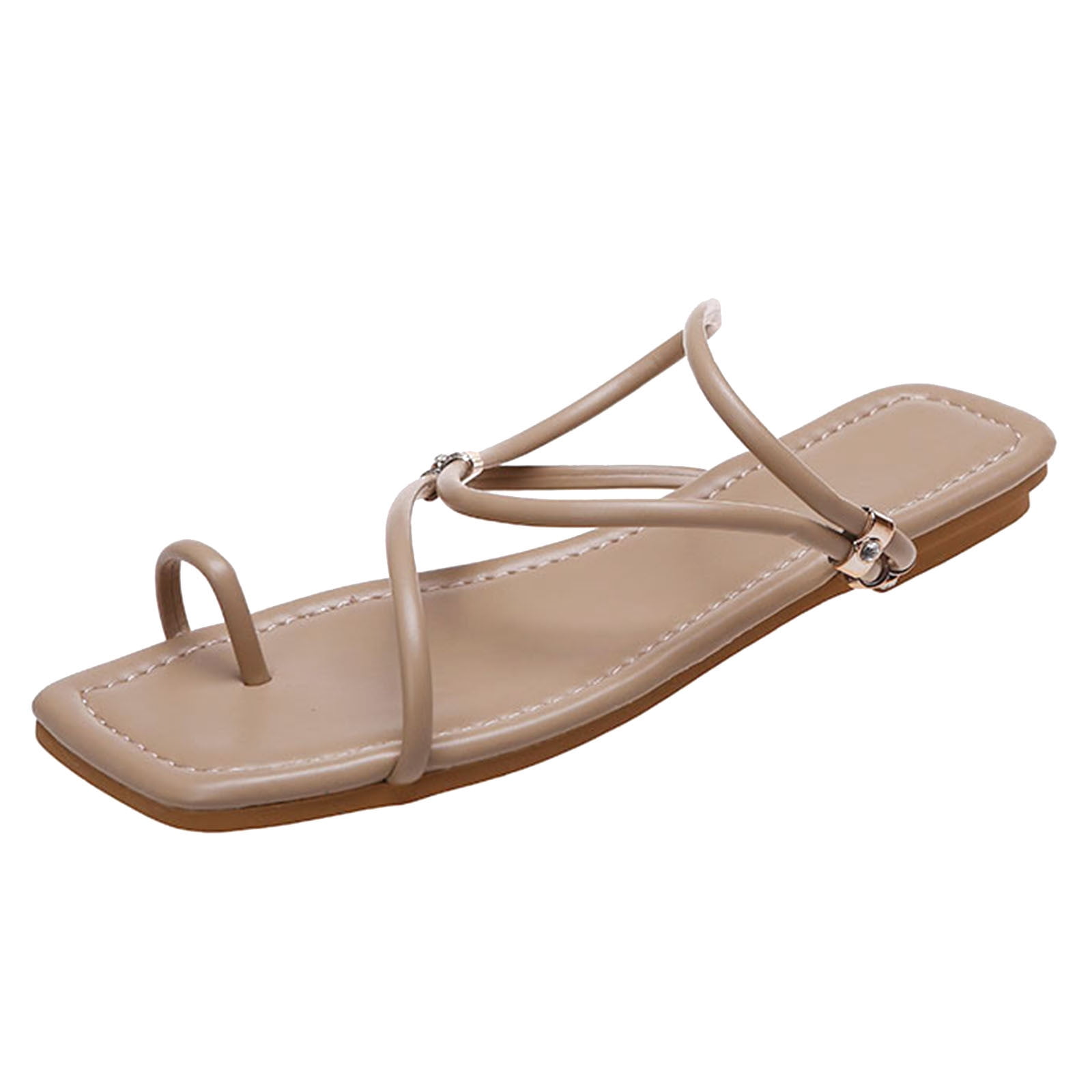 knqrhpse slippers for women flip flops square toe strap beach sandals ...