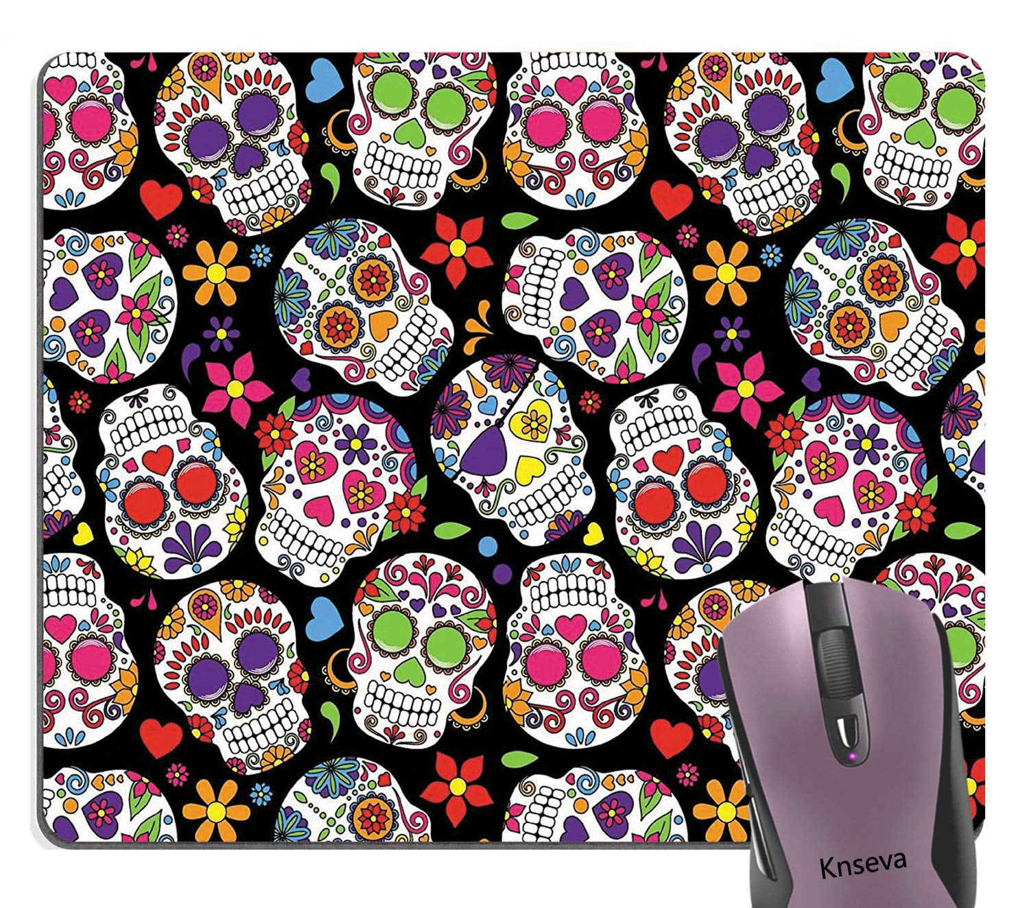 knseva Floral Skull Mouse Pad Customized Design, Day of The Dead ...