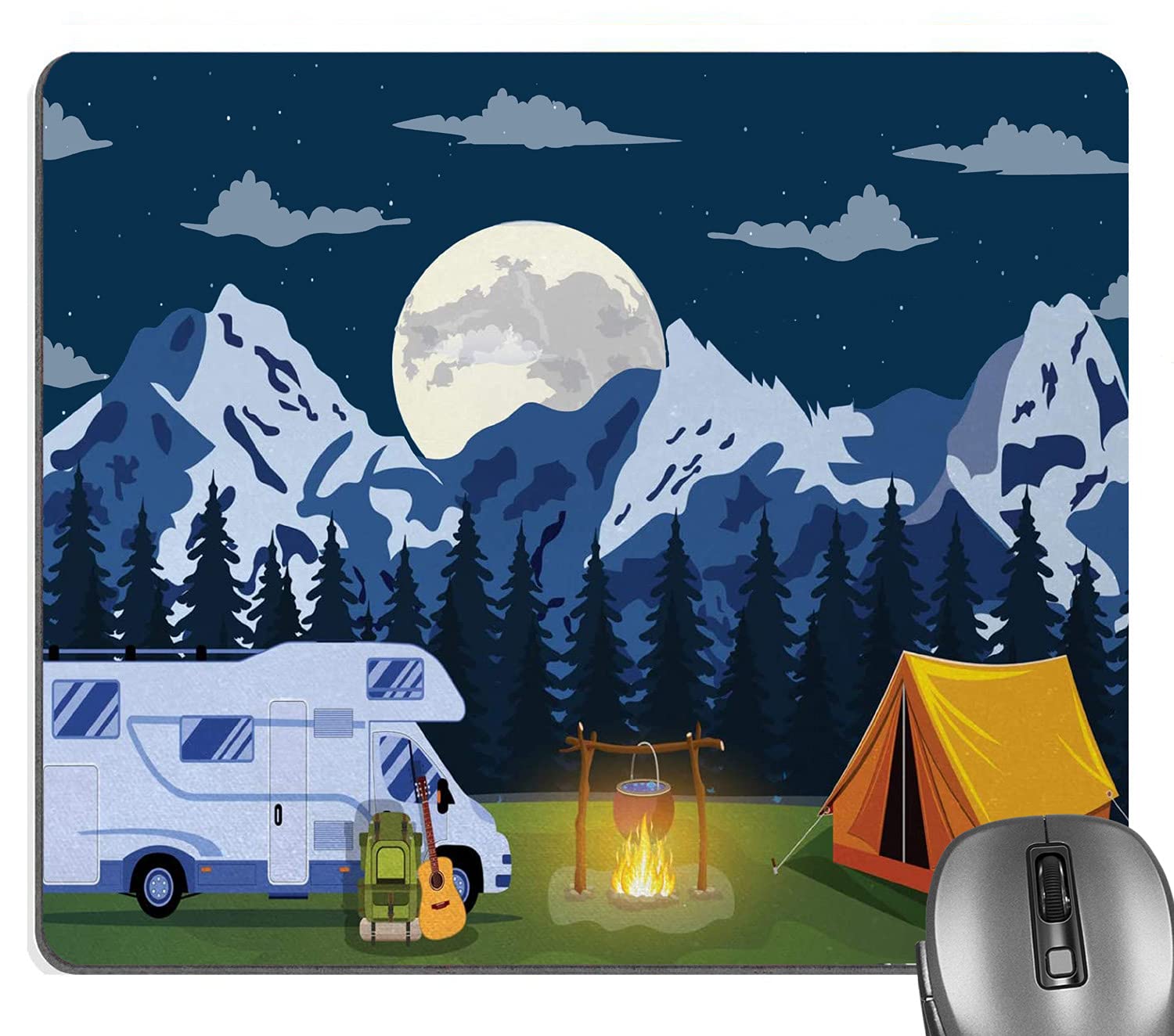 knseva RV Mouse Pad, Outdoors Activity Themed Camping Area Image in The ...