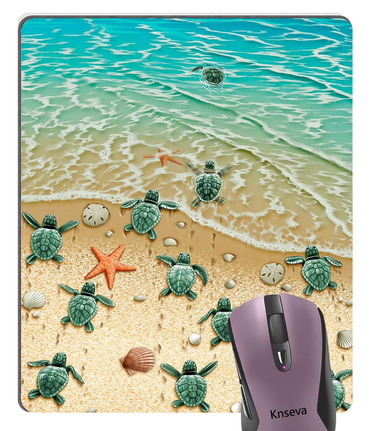 knseva Sea Turtles on The Beach Mouse Pad, Starfish Shell Blue Ocean ...