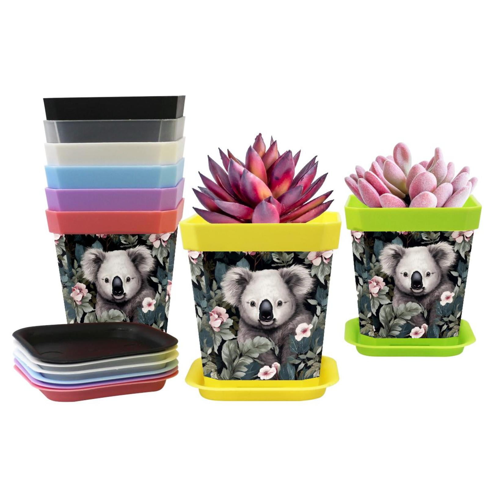 koala Leaf Flowers Small 8 PCS Plant Pot, Plastic Flower Pots with ...