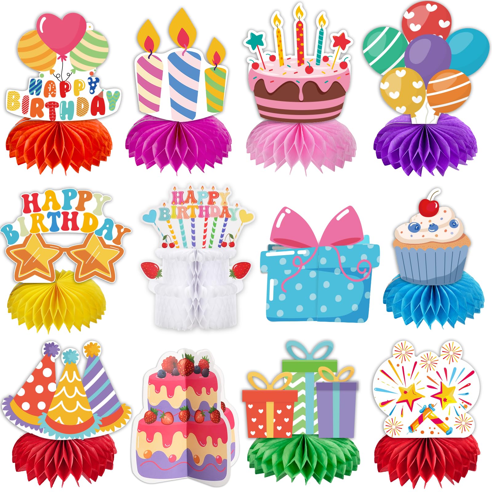 kockuu Birthday Party Table Decoration Centerpiece, SMR12 Pcs Colorful ...