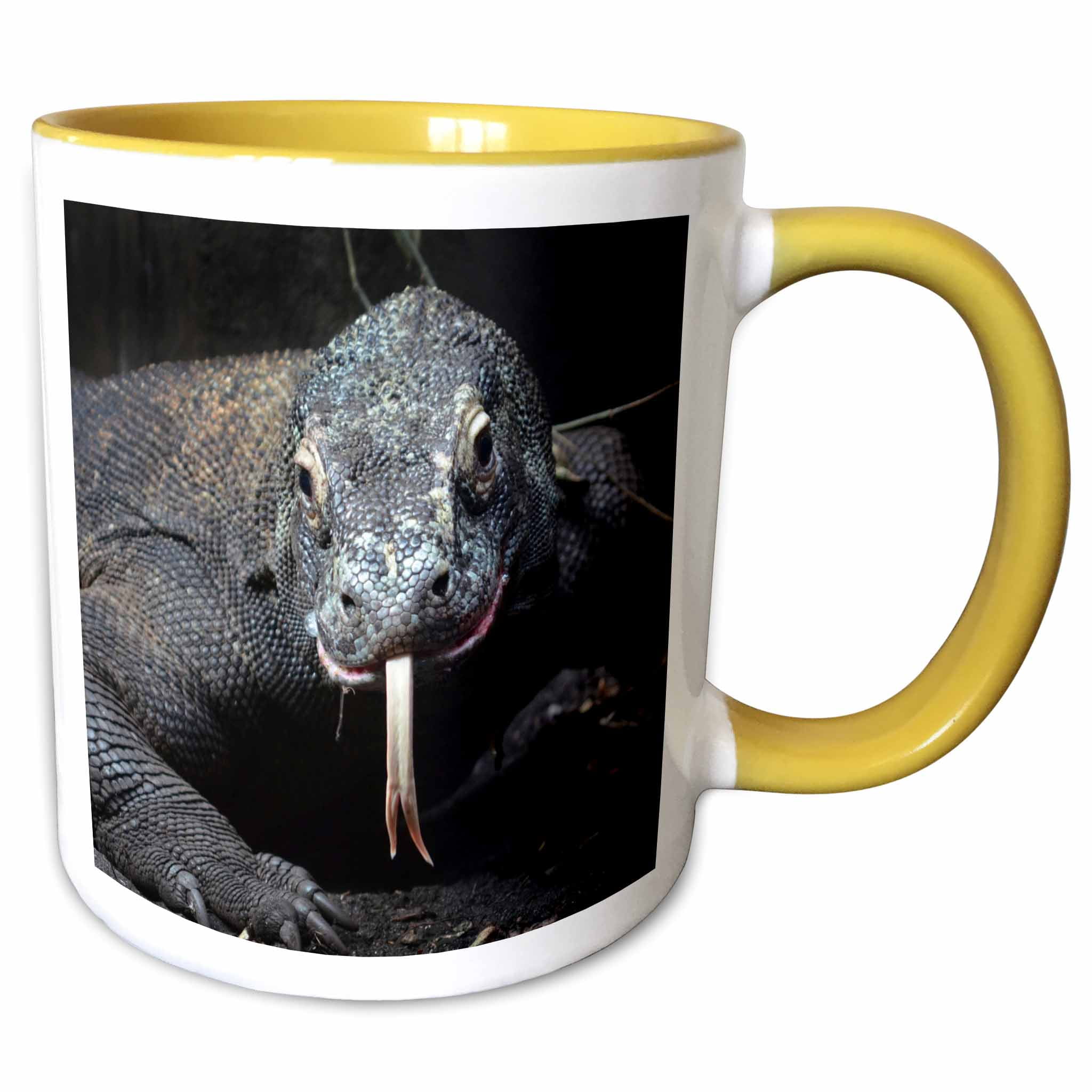 komodo dragon tongue out drooling 15oz Two-Tone Yellow Mug mug-178506 ...