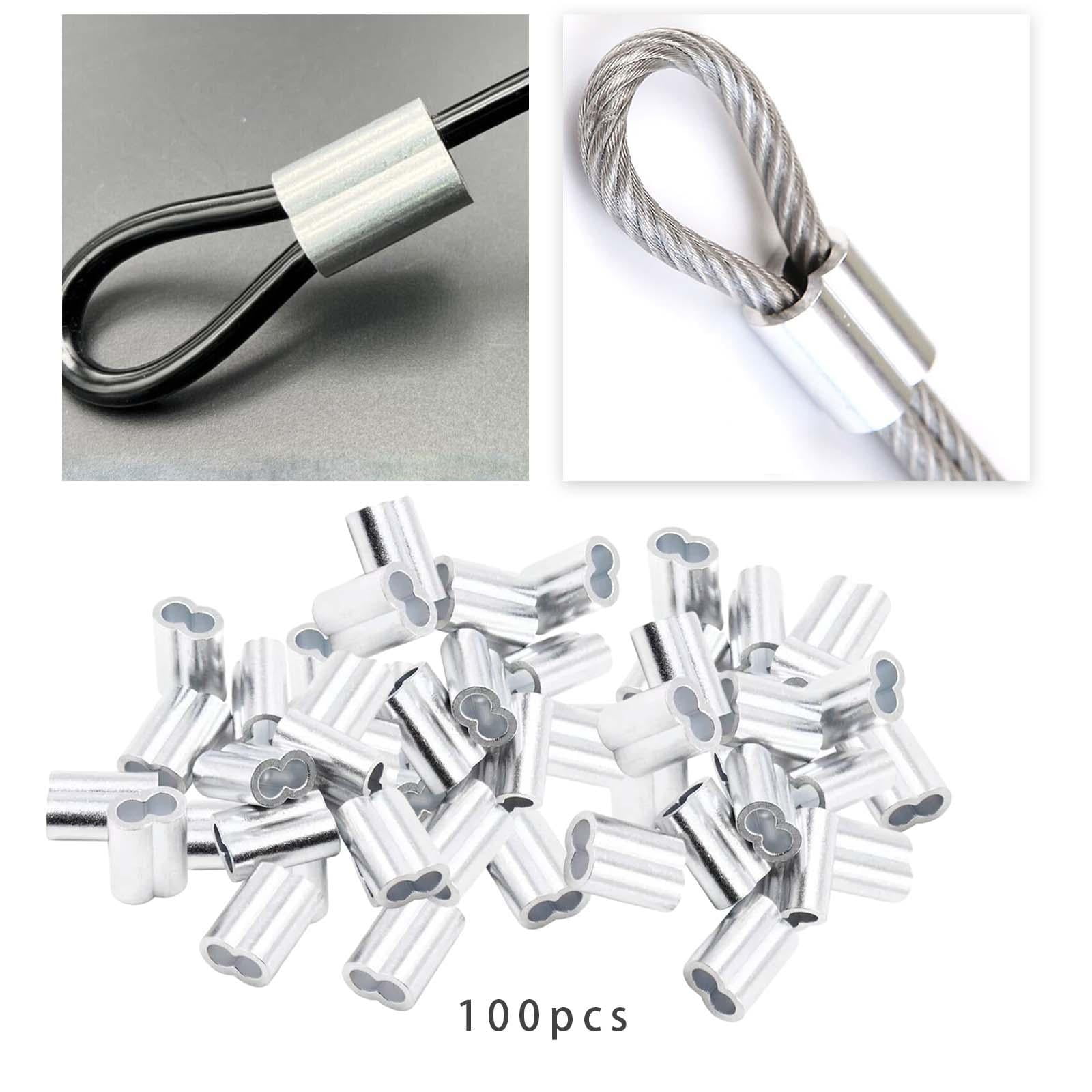 koolsoo 100Pcs Steel Wire Rope Aluminum Sleeve Cable Crimps Assortment ...