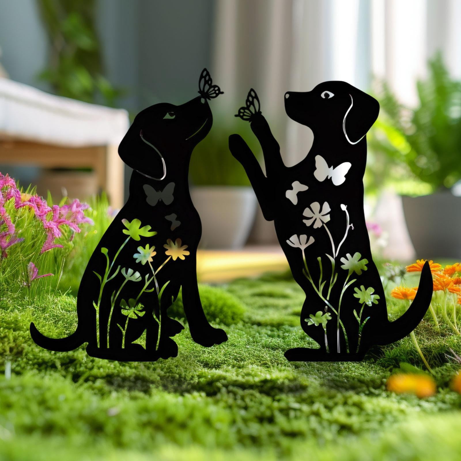 koolsoo 2Pcs Decorative Garden Iron Stakes Lawn Ornament Porch Animal ...