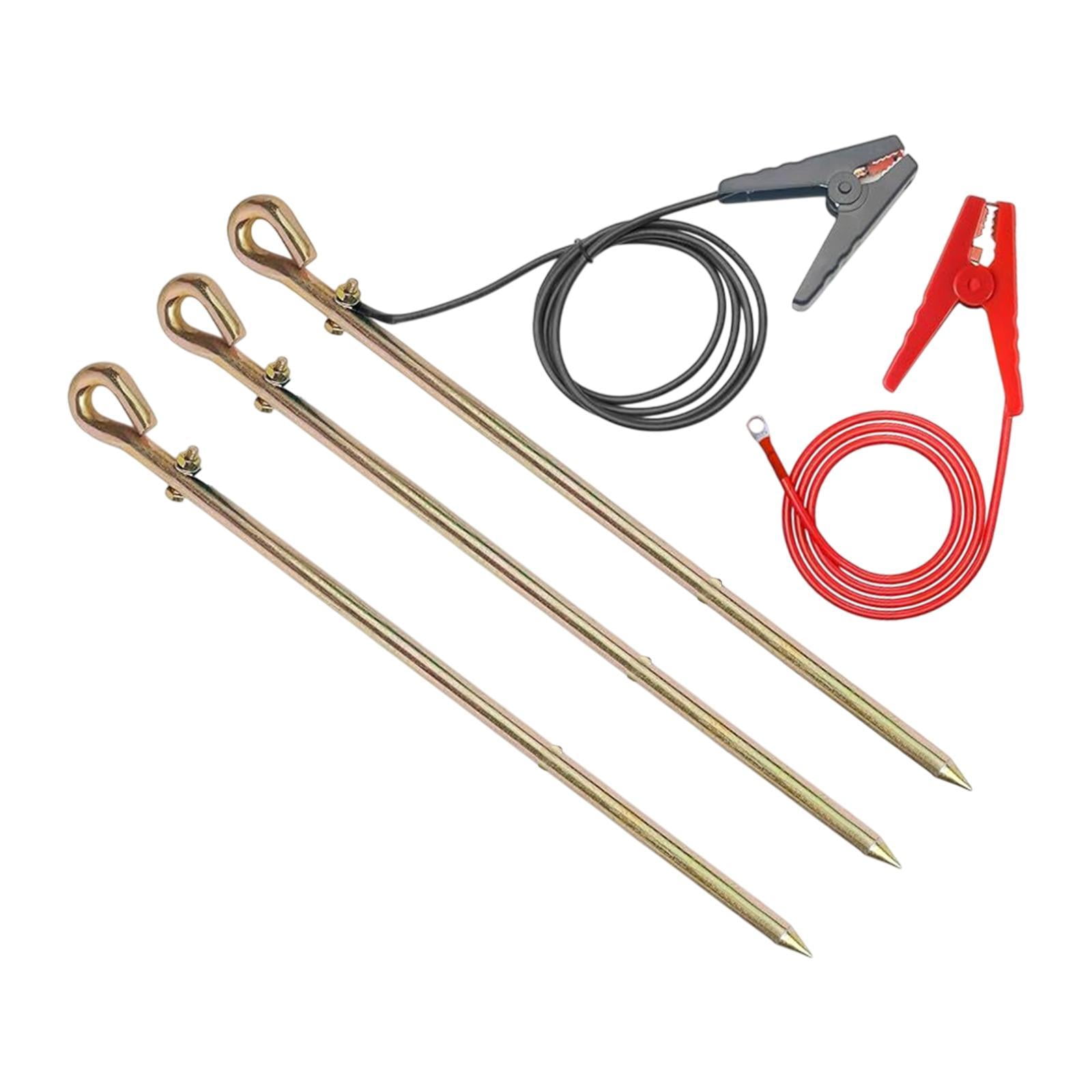 koolsoo 3Pcs Grounding Rod Electric Fence Ground with Alligator Clip ...