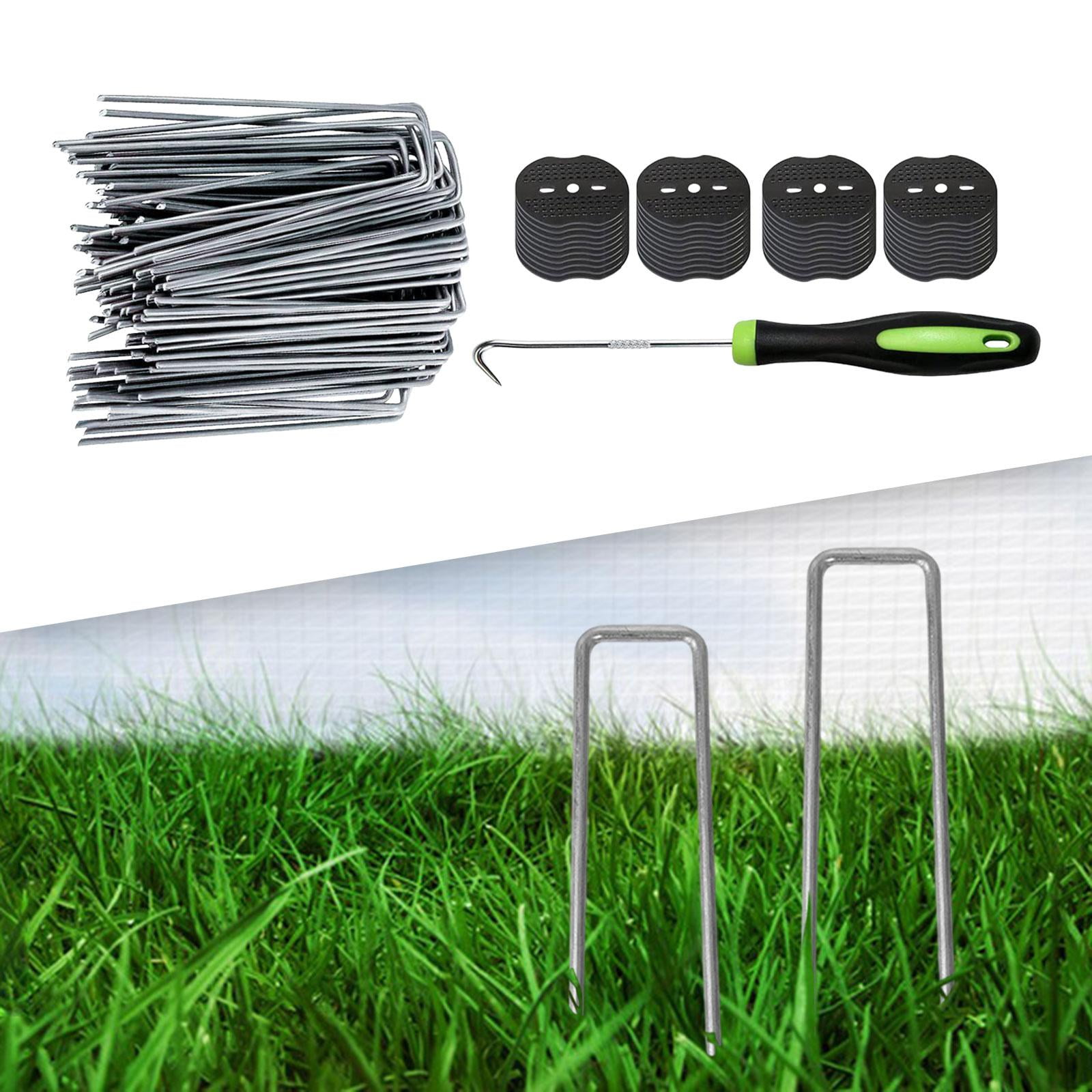 koolsoo 50x Turf Stakes Turf Staples U Type with Gaskets Sod Pins ...