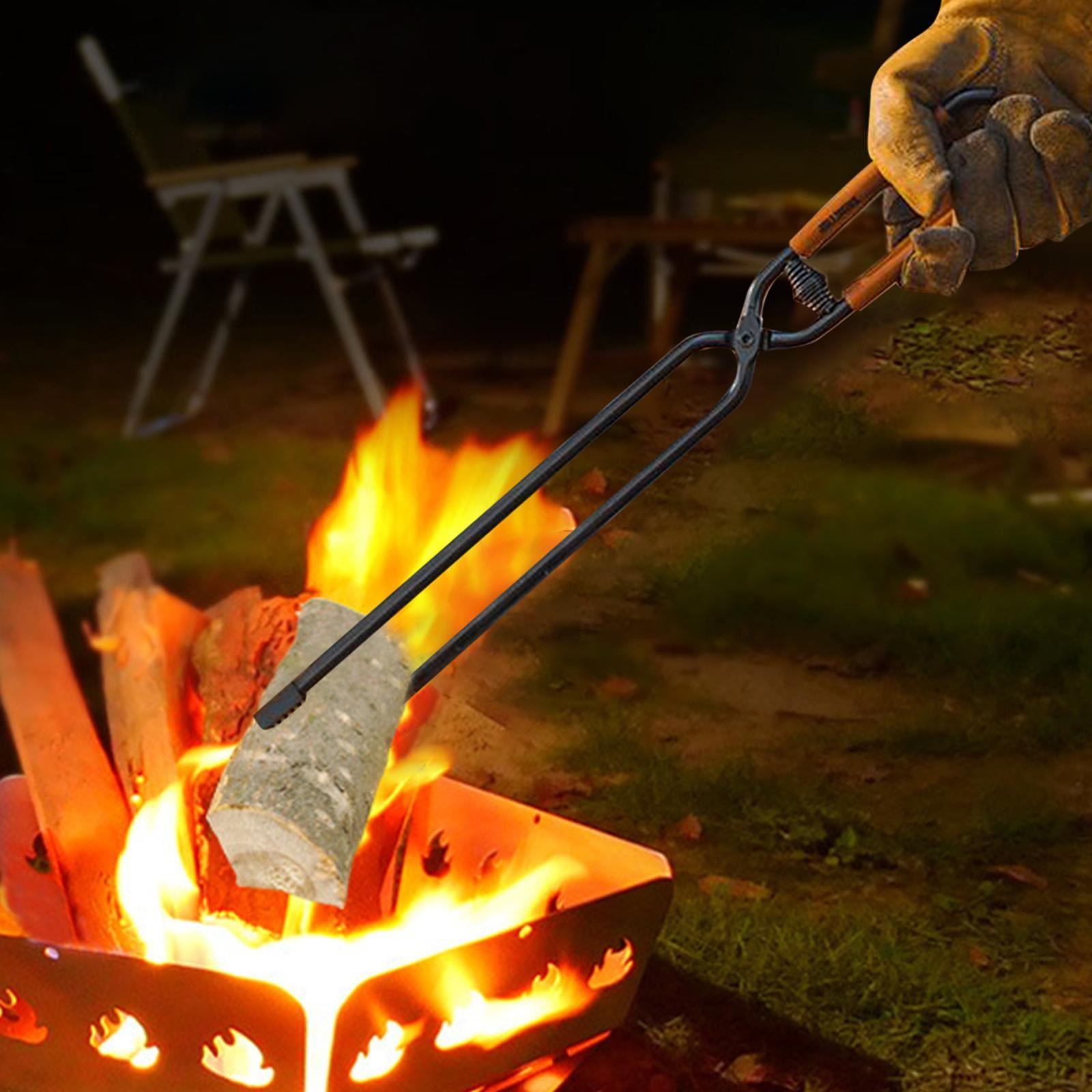 koolsoo Campfire Tongs Fire Tongs Fire Pits Tongs, with PU Leather ...