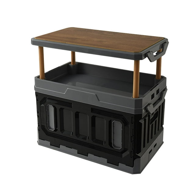 koolsoo Camping Storage Box Collapsible Storage Bin with Wooden Lid and ...