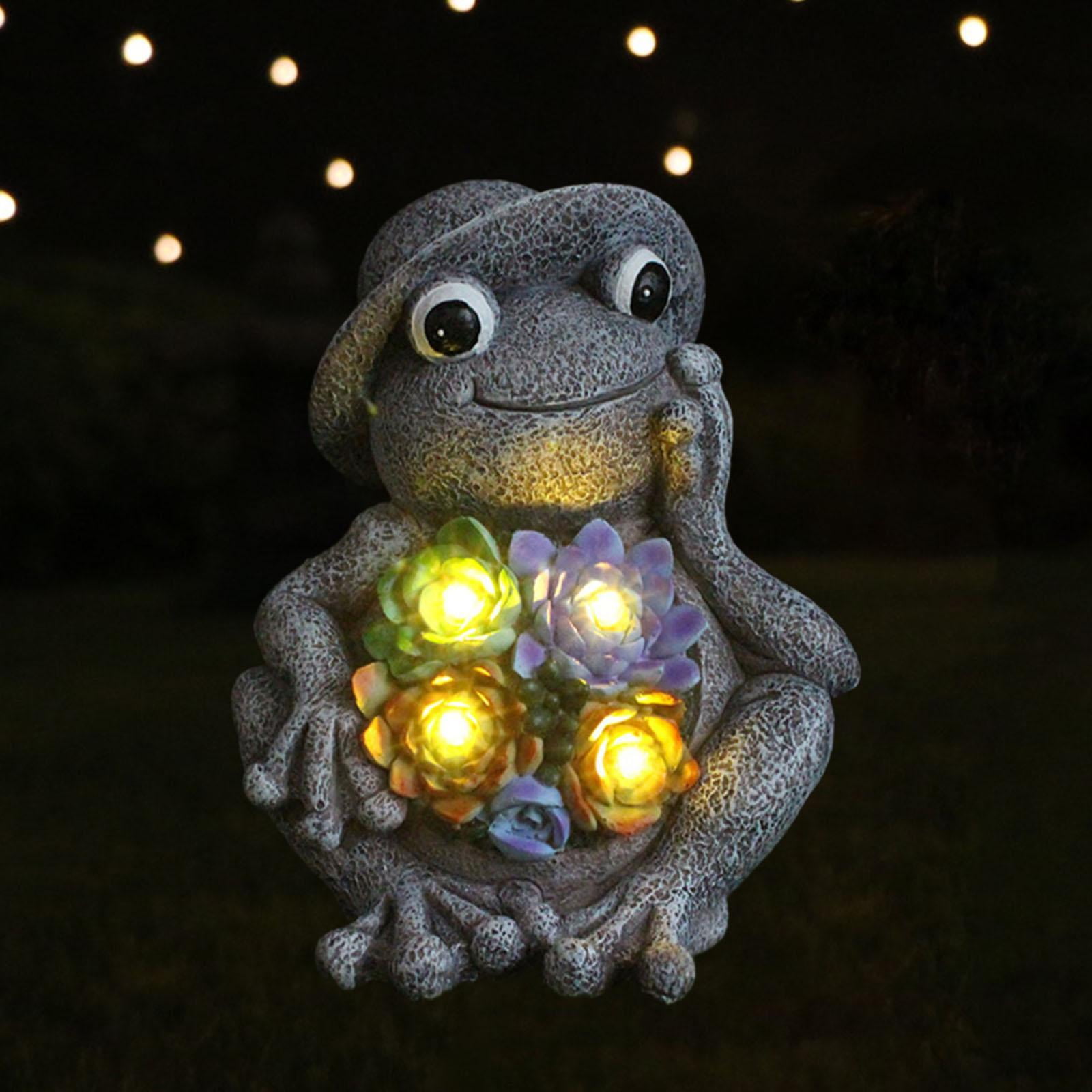 koolsoo Cute Frog Statue Garden Decoration with Solar Light Creative ...