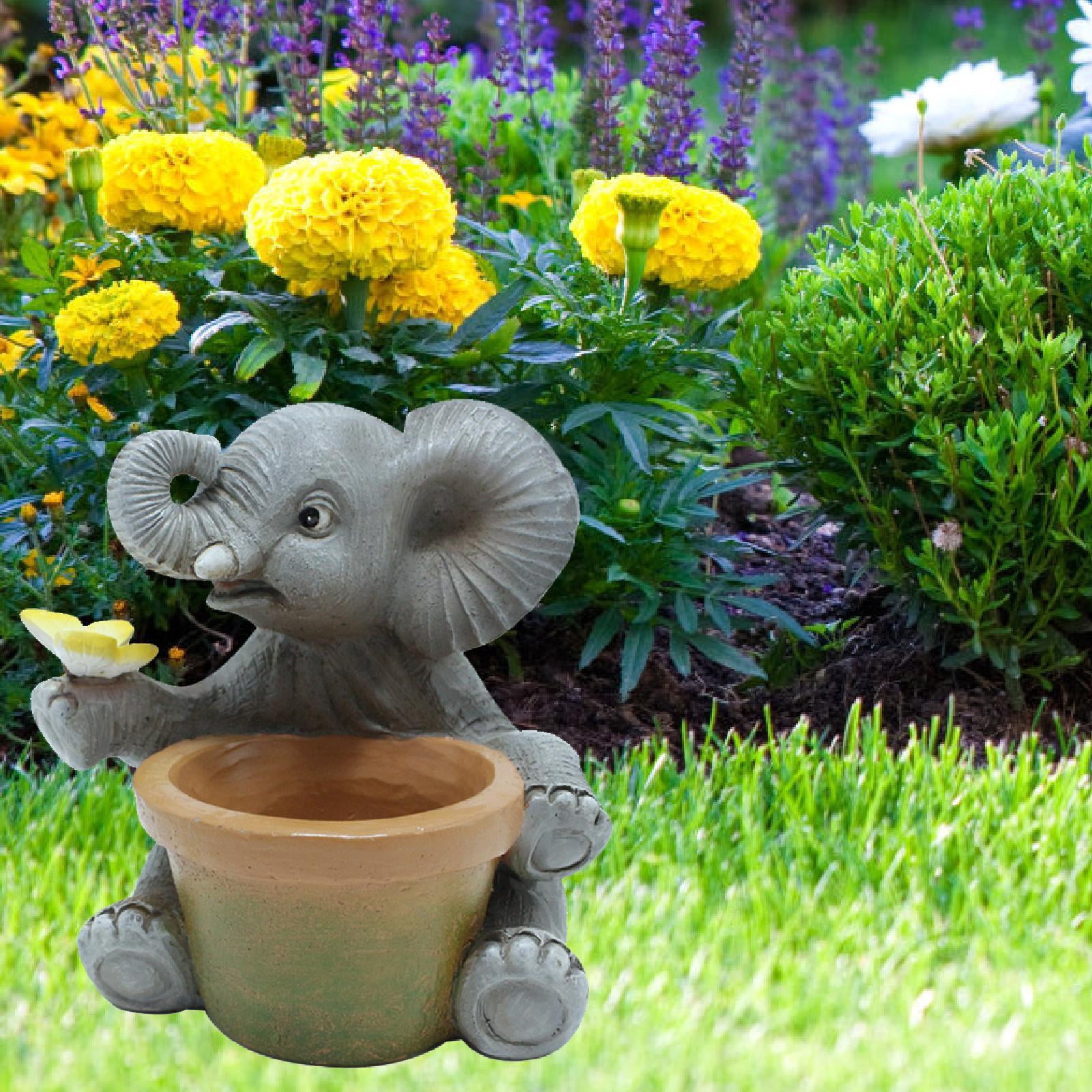 koolsoo Garden Elephant Statue Planter Resin Figurine Flower Pot Home ...