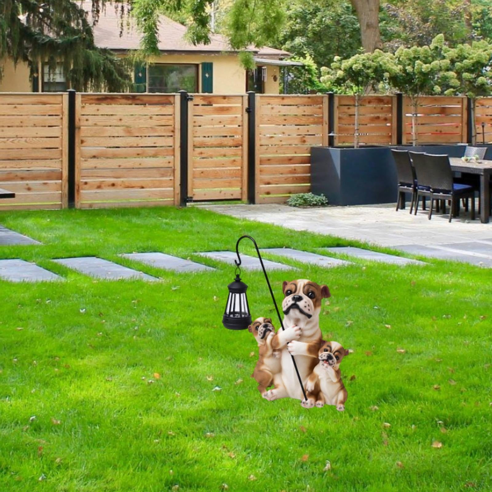 koolsoo Garden Solar Statue,Resin Puppy Sculpture Lawn Ornament Dog ...