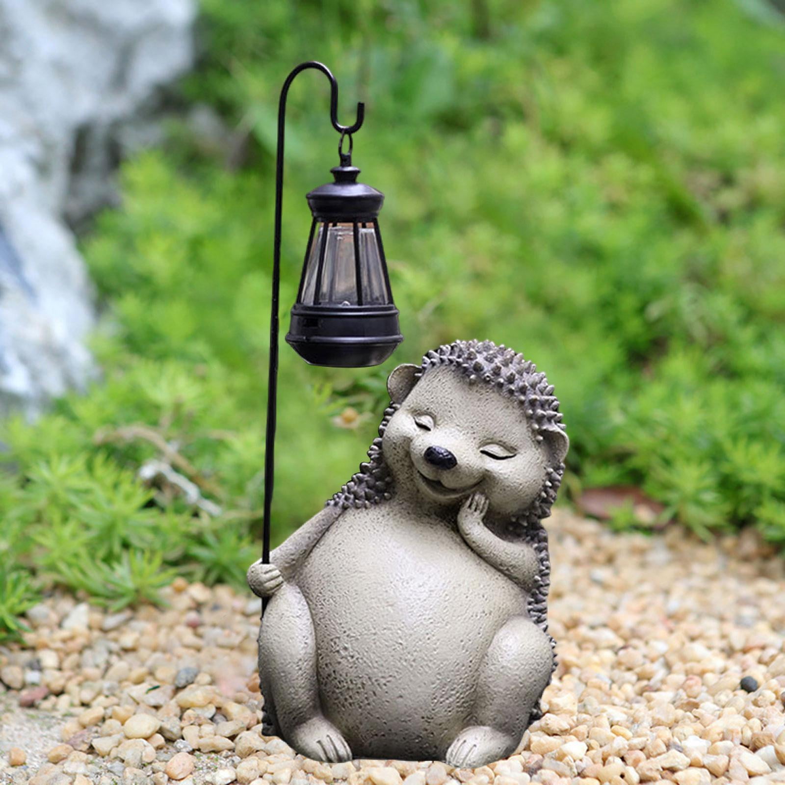 koolsoo Hedgehog Figurine with Lantern Garden Statue with Solar Light ...