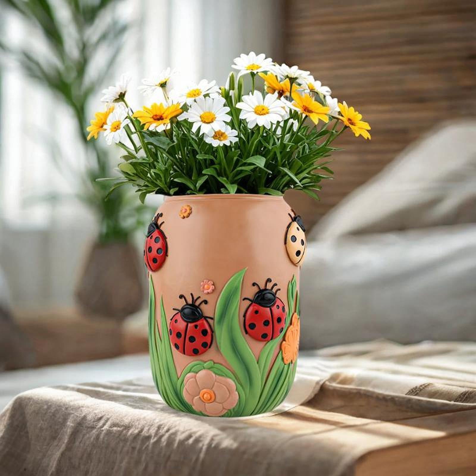 koolsoo Ladybug Pattern Planter Pot Bonsai Collectible Desk Ornament ...