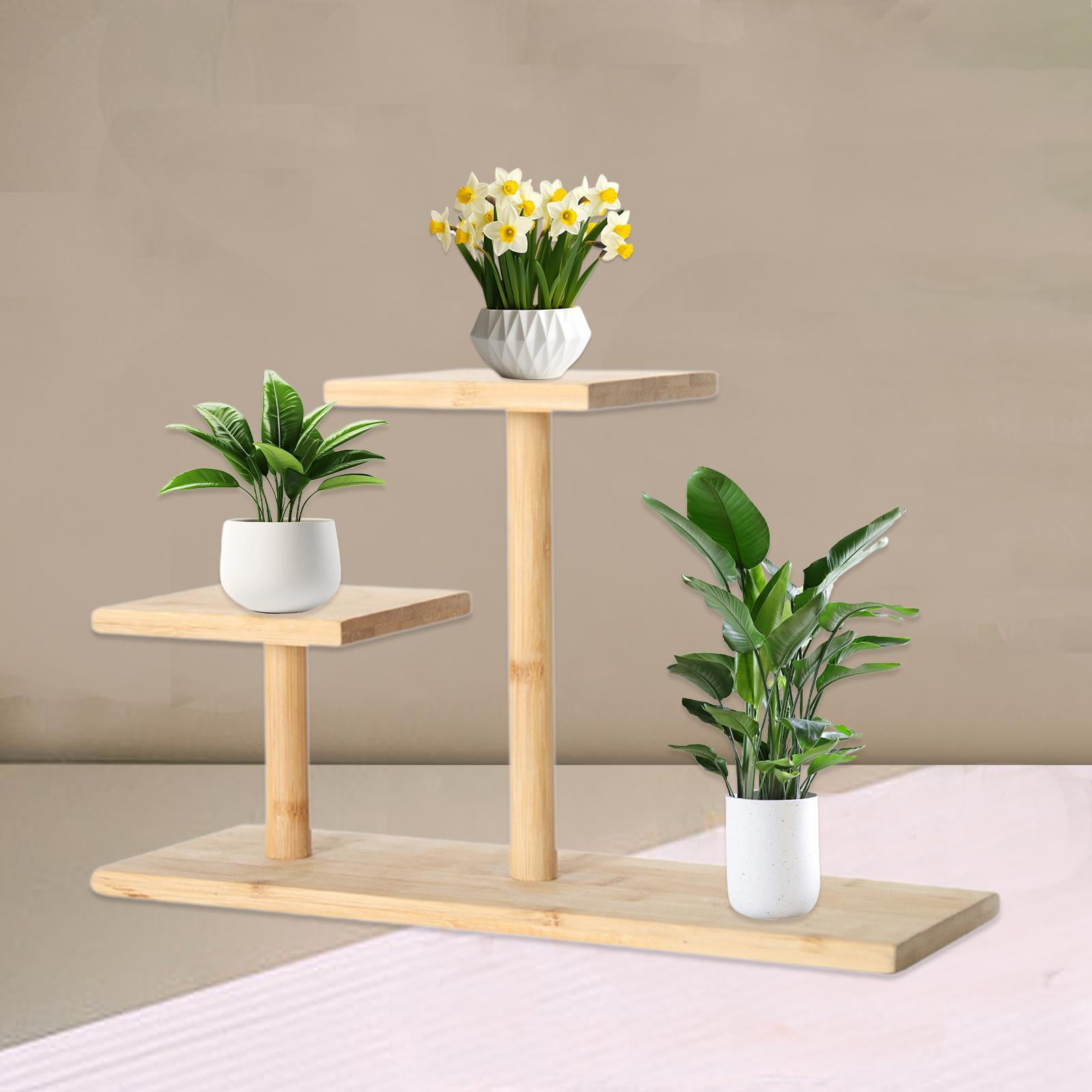 koolsoo Small Potted Plant Stand Tiered Plant Display Rack Wood Plant ...