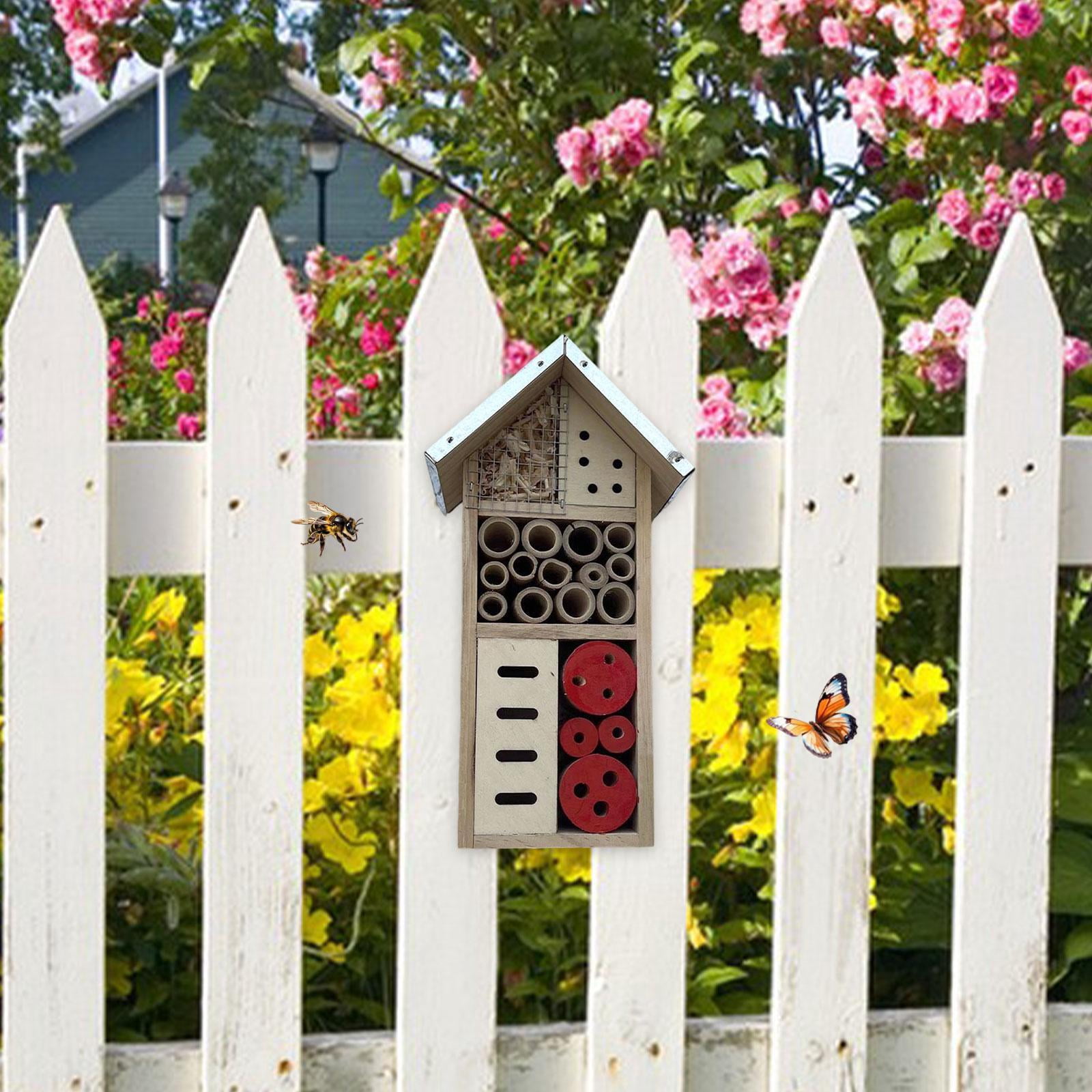 koolsoo Wooden Hanging Bee House Garden Habitat Gift Outdoor Patio ...