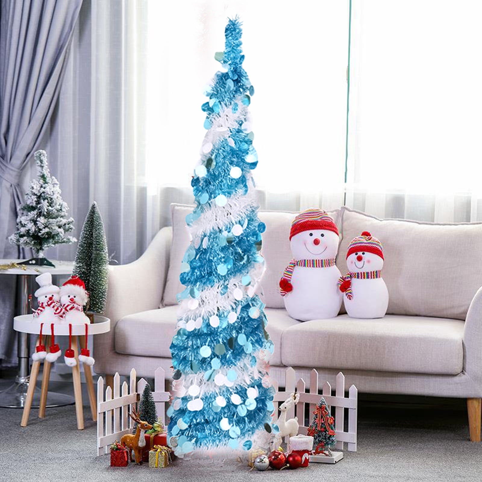 kosheko 4.9 Feet Rainbow Sequin Christmas Tree, Indoor Outdoor Decor ...
