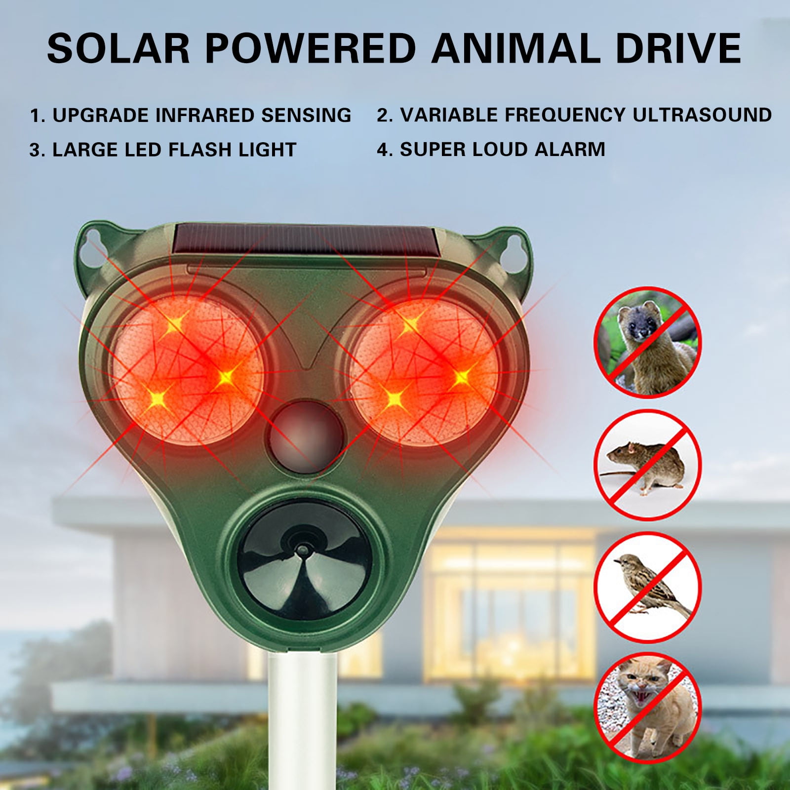 kosheko Advanced 360° Solar-Powered Outdoor Repellent with Infrared ...