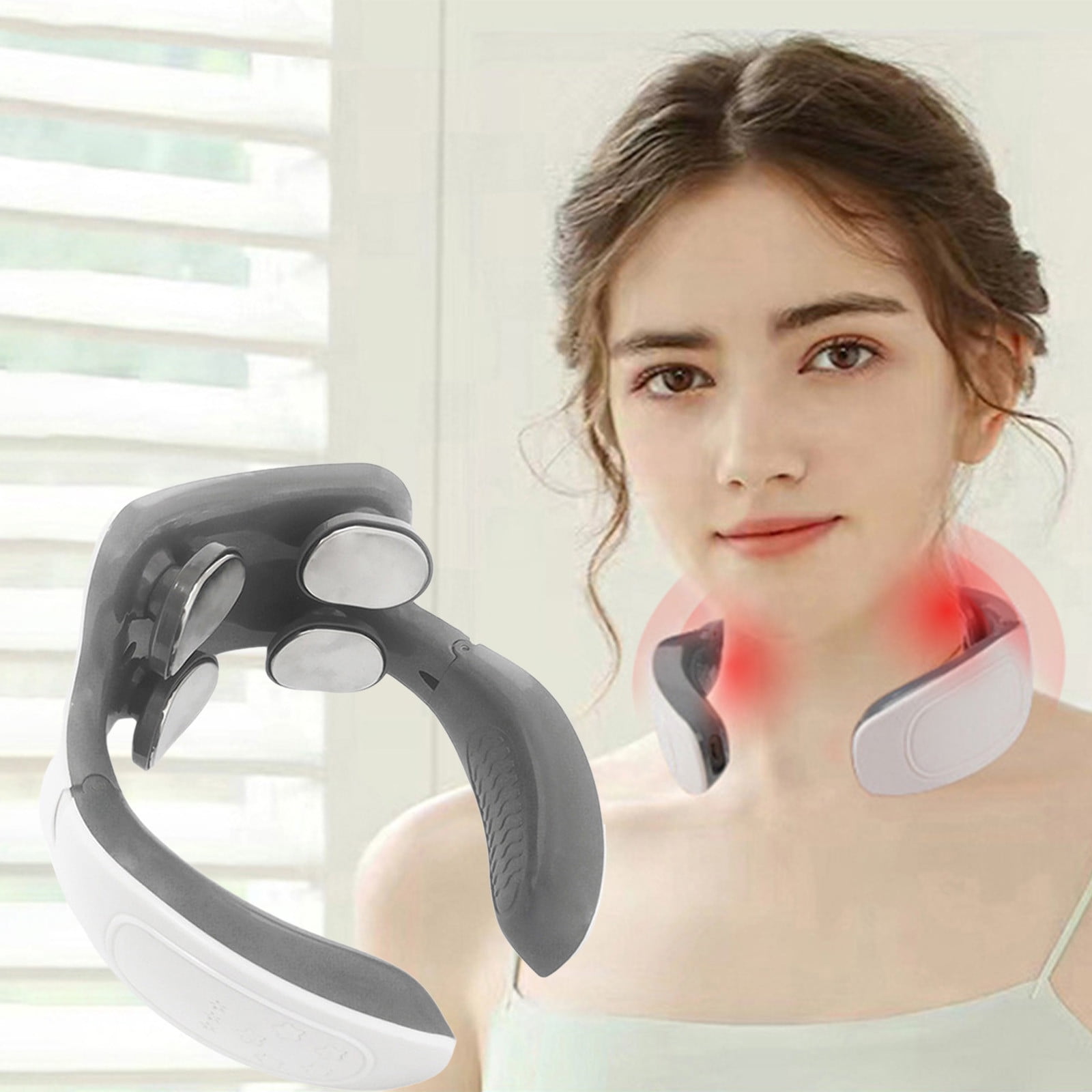 Kosheko Cervical Spine Massager 12 Modes Usb Charging Neck Massage Device 8 Heads Heat