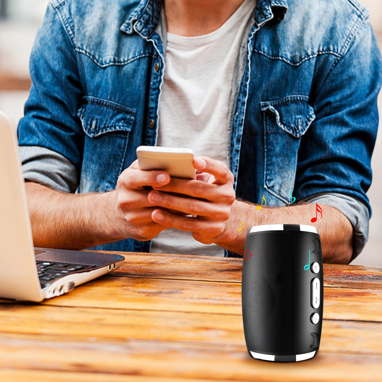 kosheko Colorful Lights Portable Bluetooth Speaker with Rich Bass, 800mAh Battery, 10m Range ...