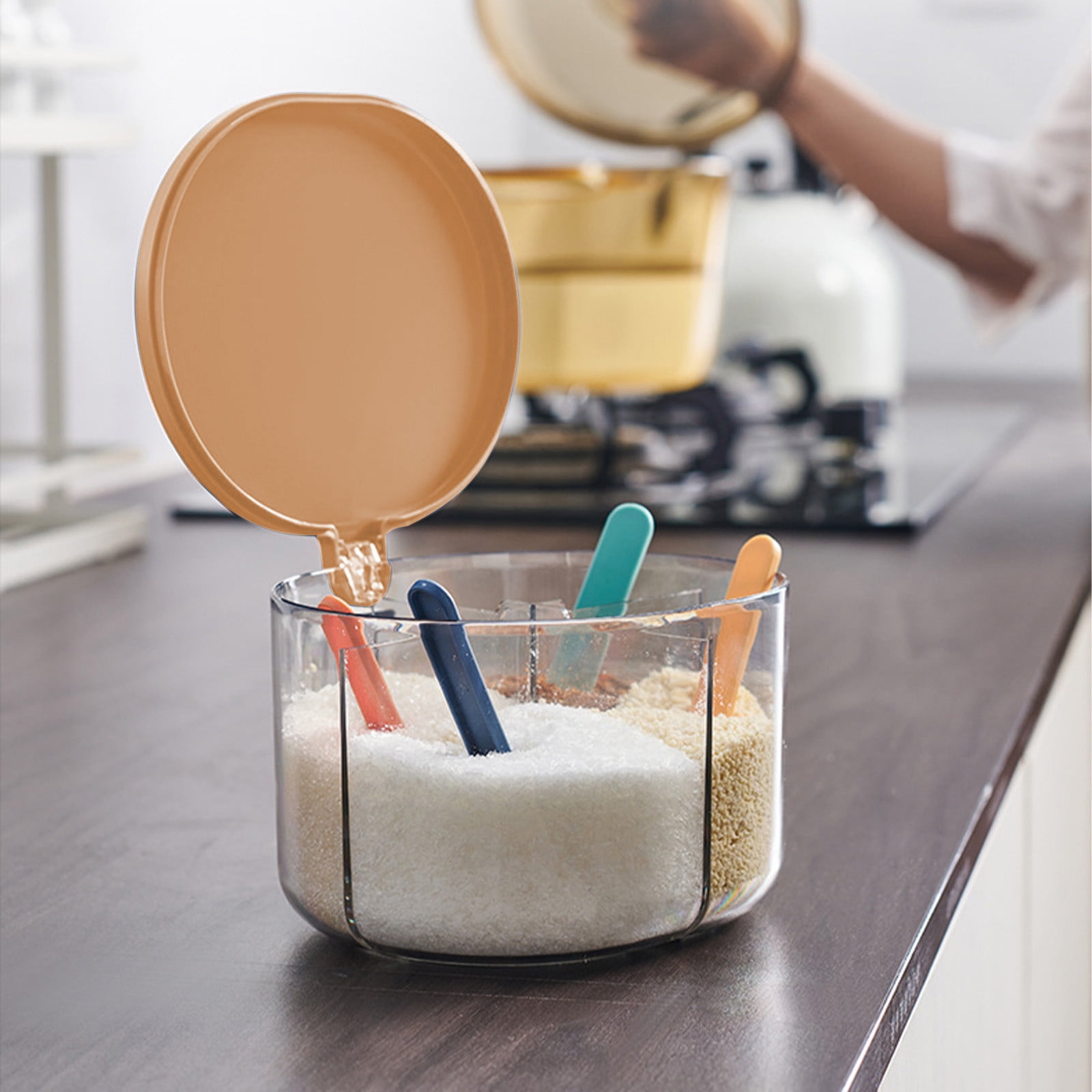 kosheko Multi-Compartment Airtight Spice Jar Set with Spoon, Colorful ...